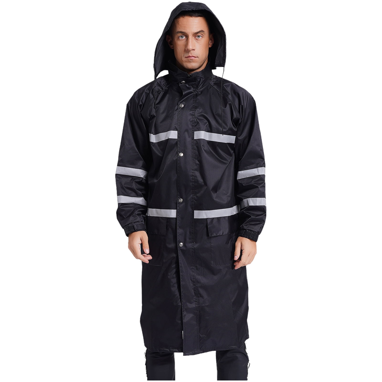 Sxiwei Men's Hooded Raincoats Reflective Stripes Hi Vis Safety Rain ...