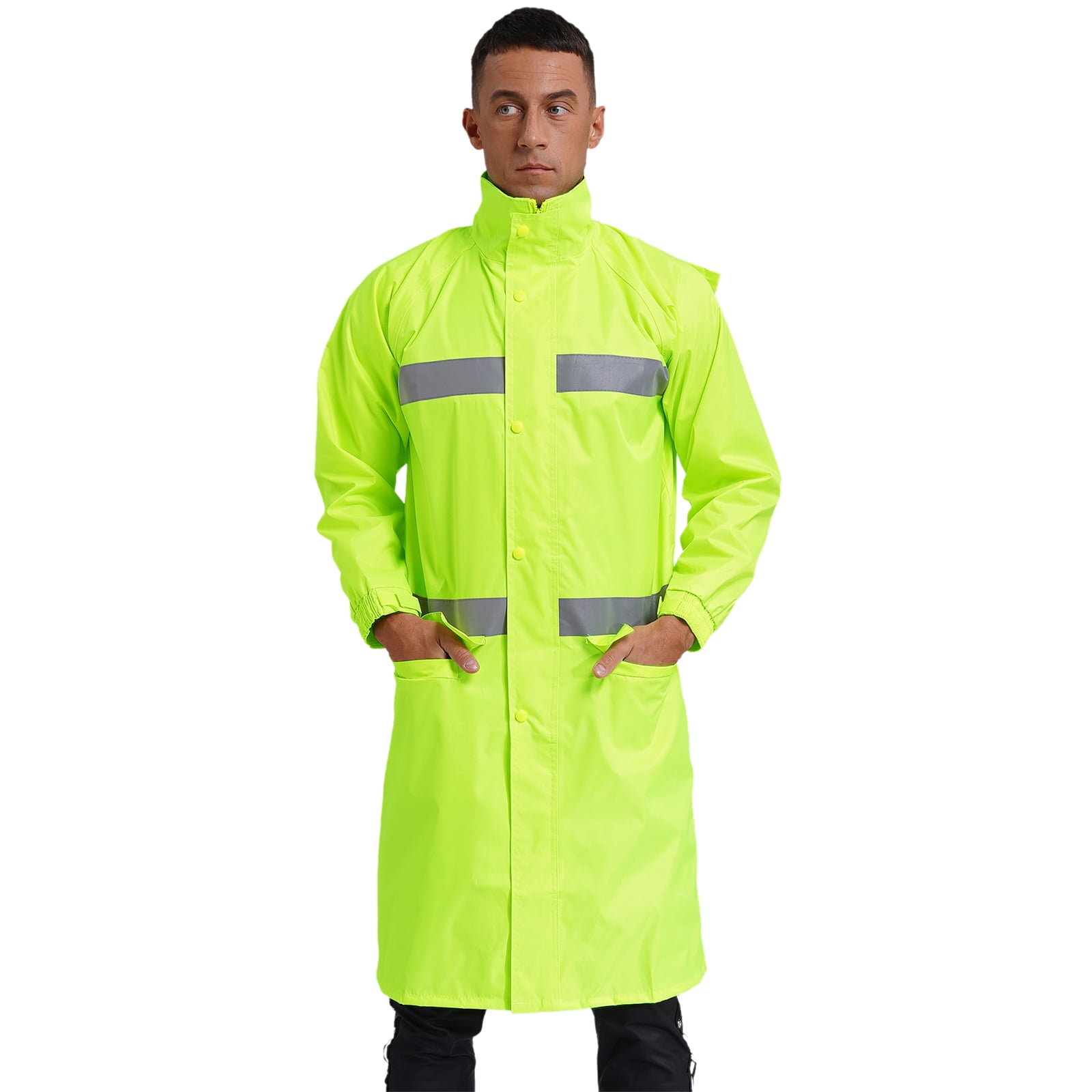 Sxiwei Men's Hooded Raincoats Reflective Stripes Hi Vis Safety Rain ...