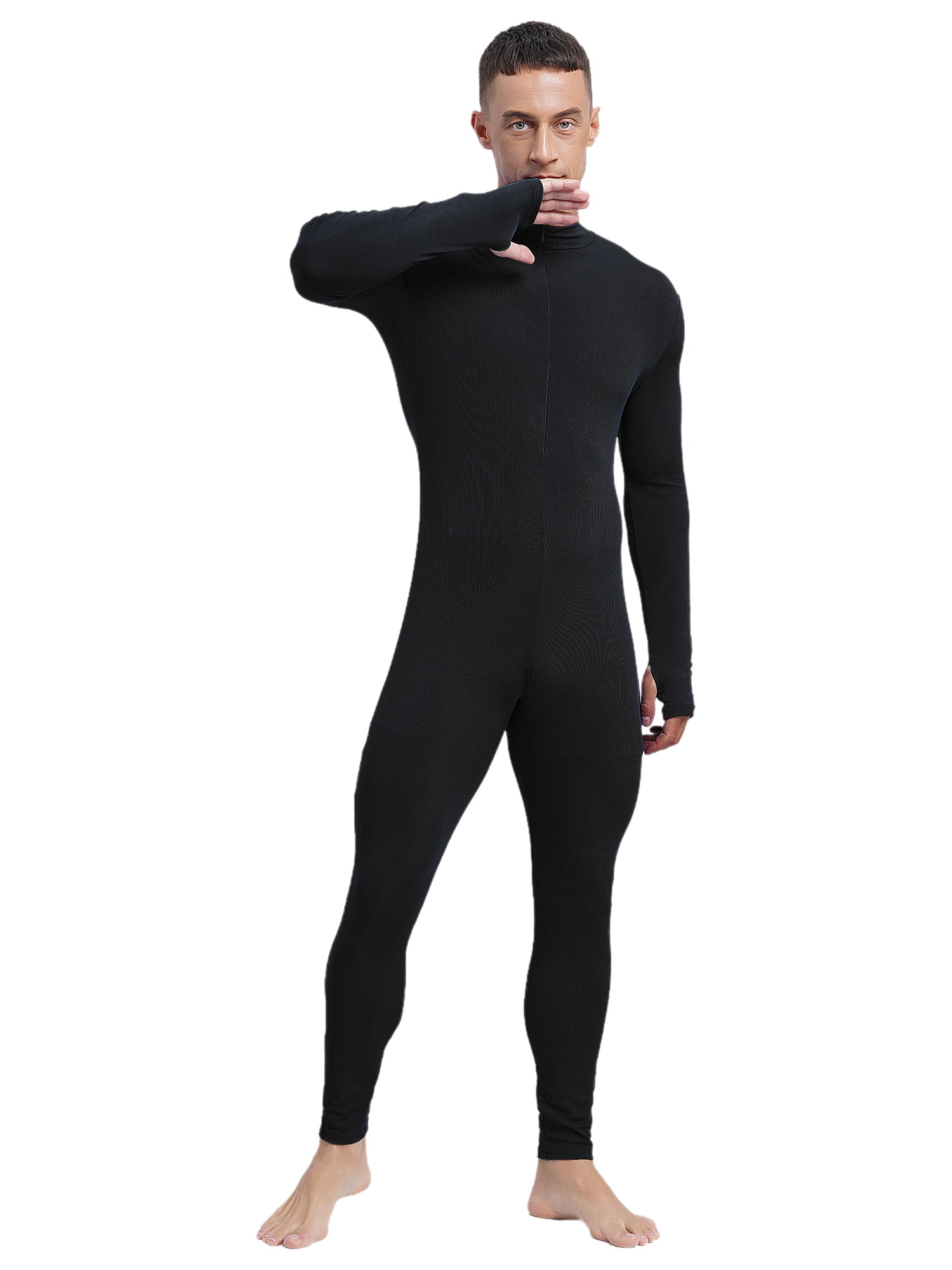 Sxiwei Men's Long Sleeve Full Body Unitard Leotard Bodysuit Athletic ...