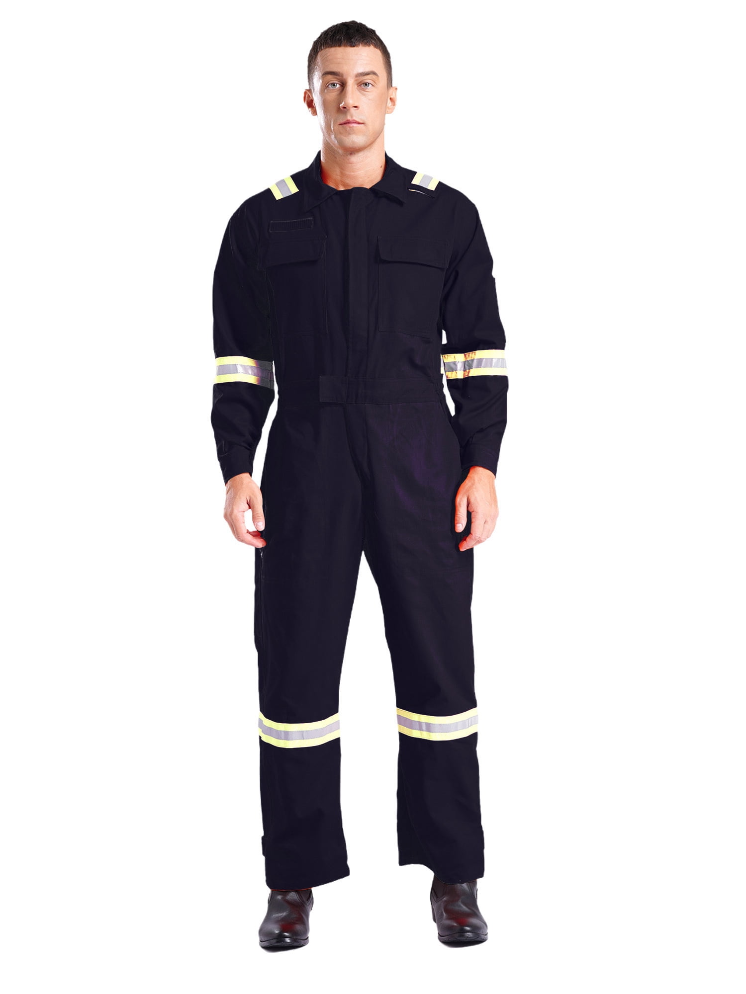 Sxiwei Men's One Piece Cotton Work Jumpsuit Reflective Straps Full Body ...