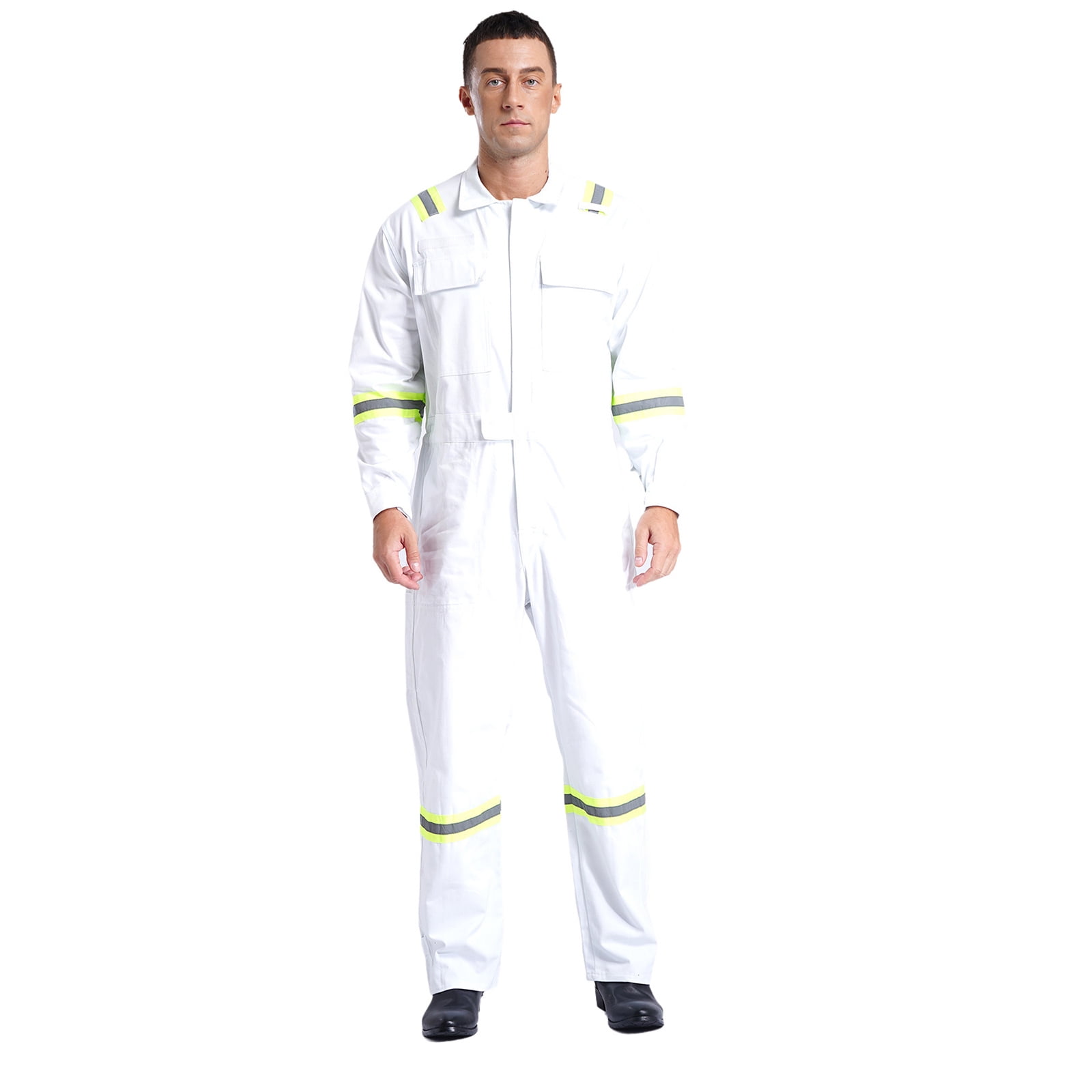 Sxiwei Men's One Piece Cotton Work Jumpsuit Reflective Straps Full Body ...