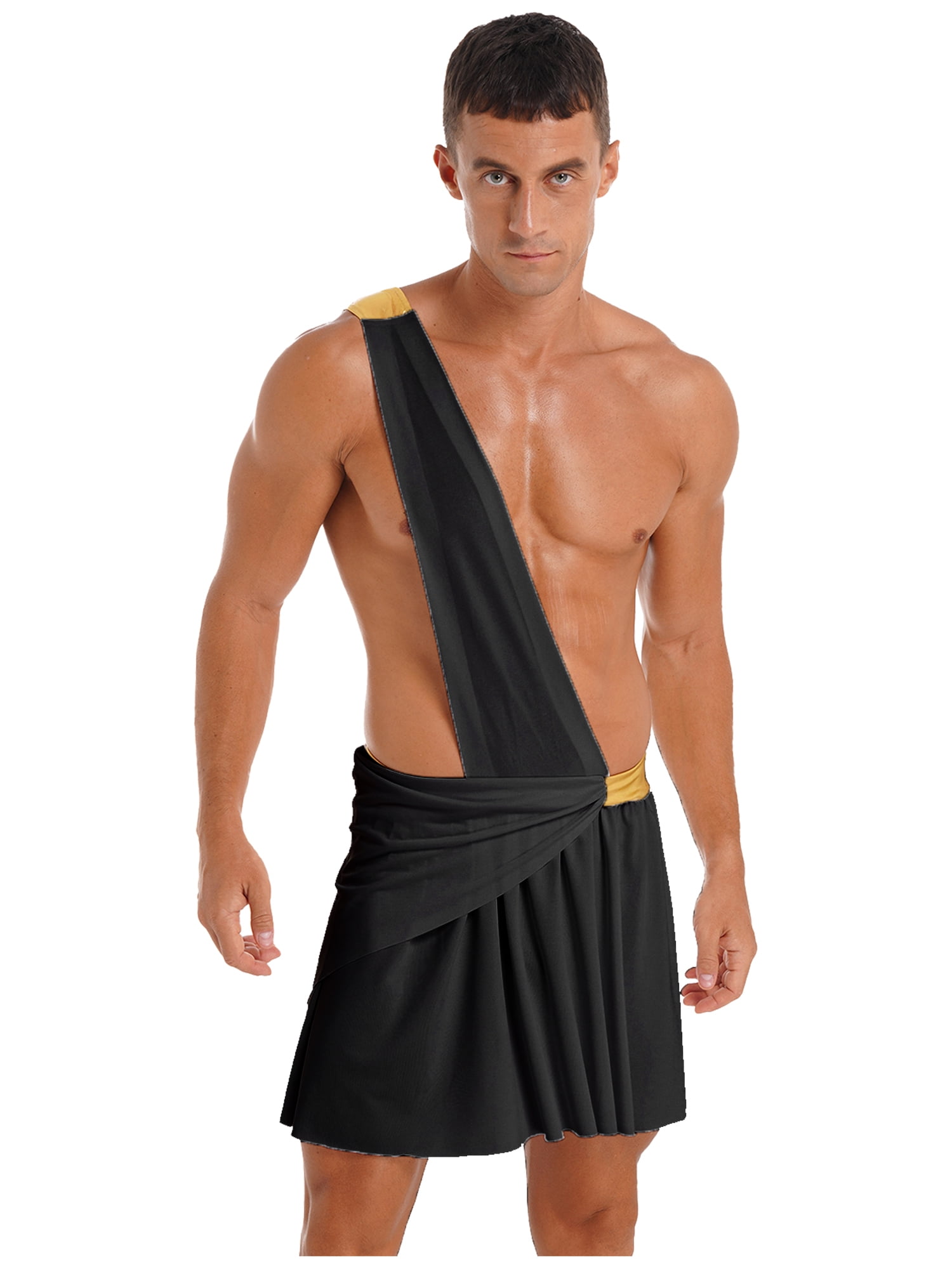 Sxiwei Men's One Shoulder Ancient Greek God Toga Costume Bodysuit ...
