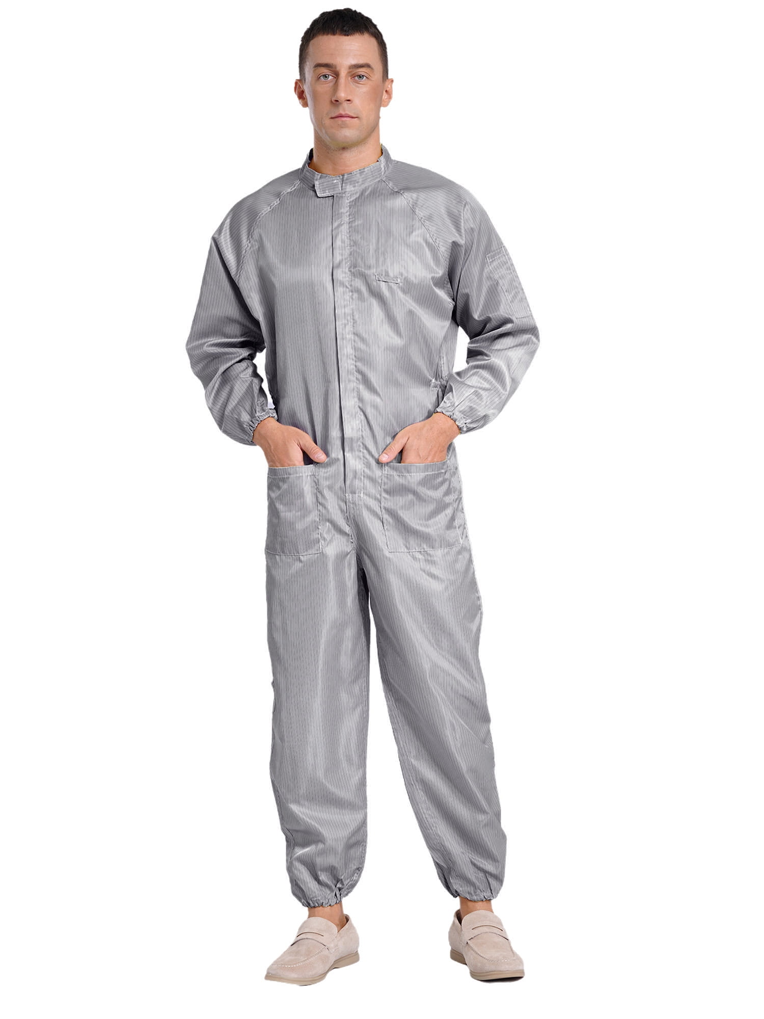 Sxiwei Men's Protective Coverall with Elastic Cuffs Front Zip Long ...