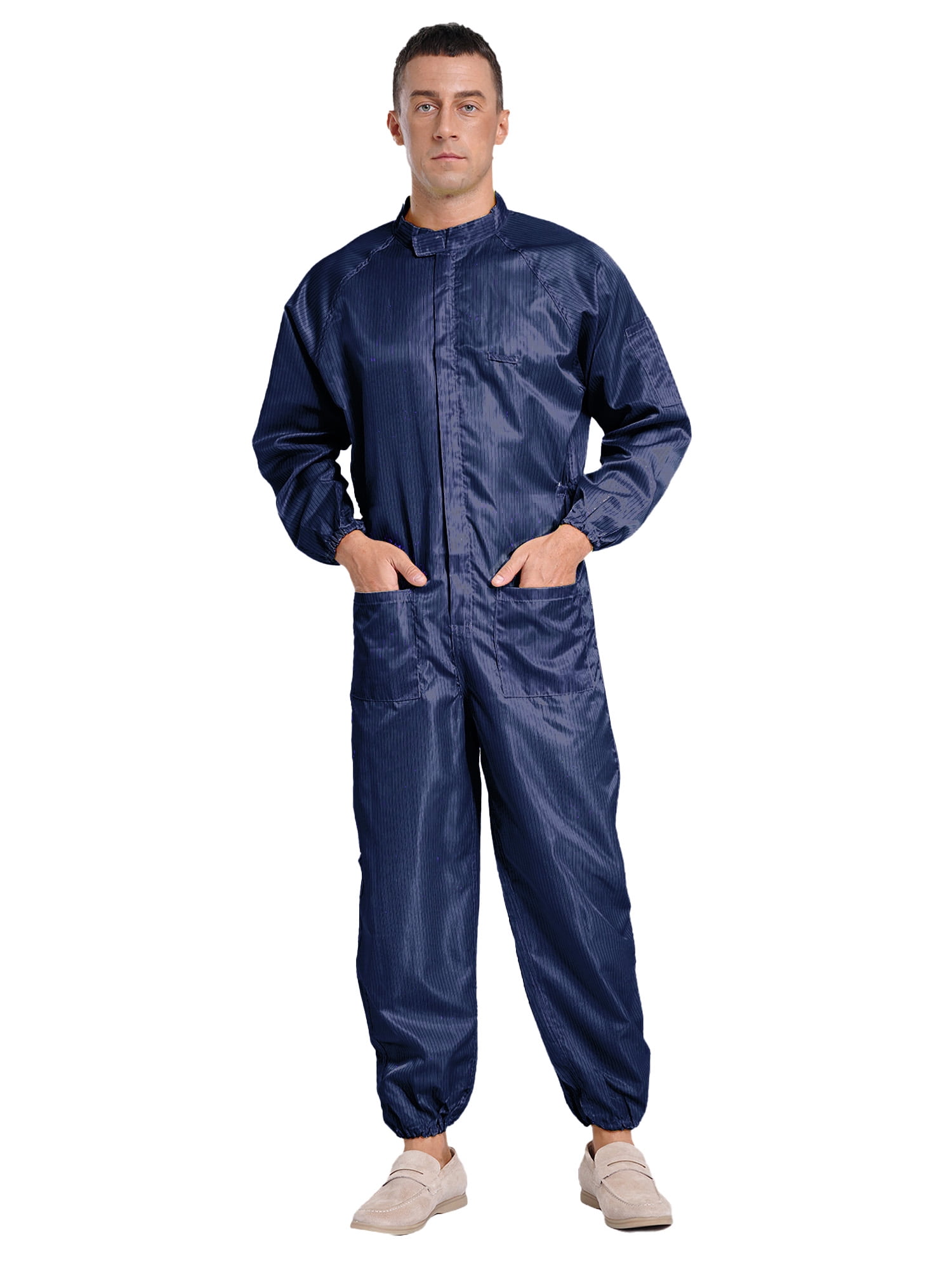 Sxiwei Men's Protective Coverall with Elastic Cuffs Front Zip Long ...