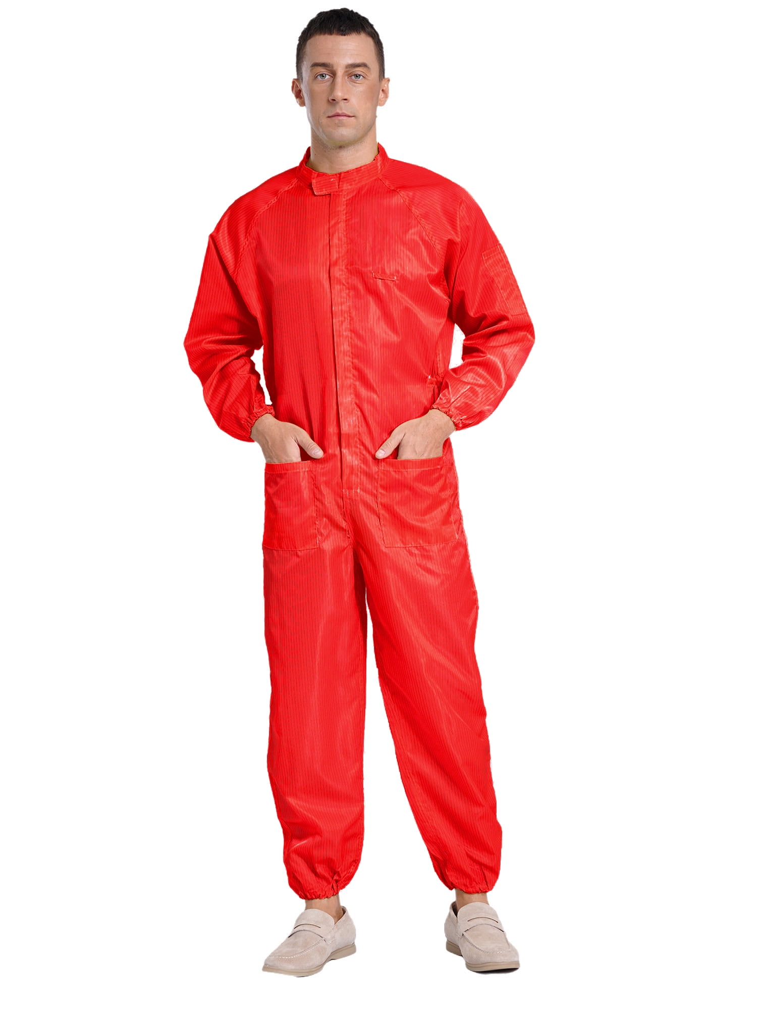 Sxiwei Men's Protective Coverall with Elastic Cuffs Front Zip Long ...