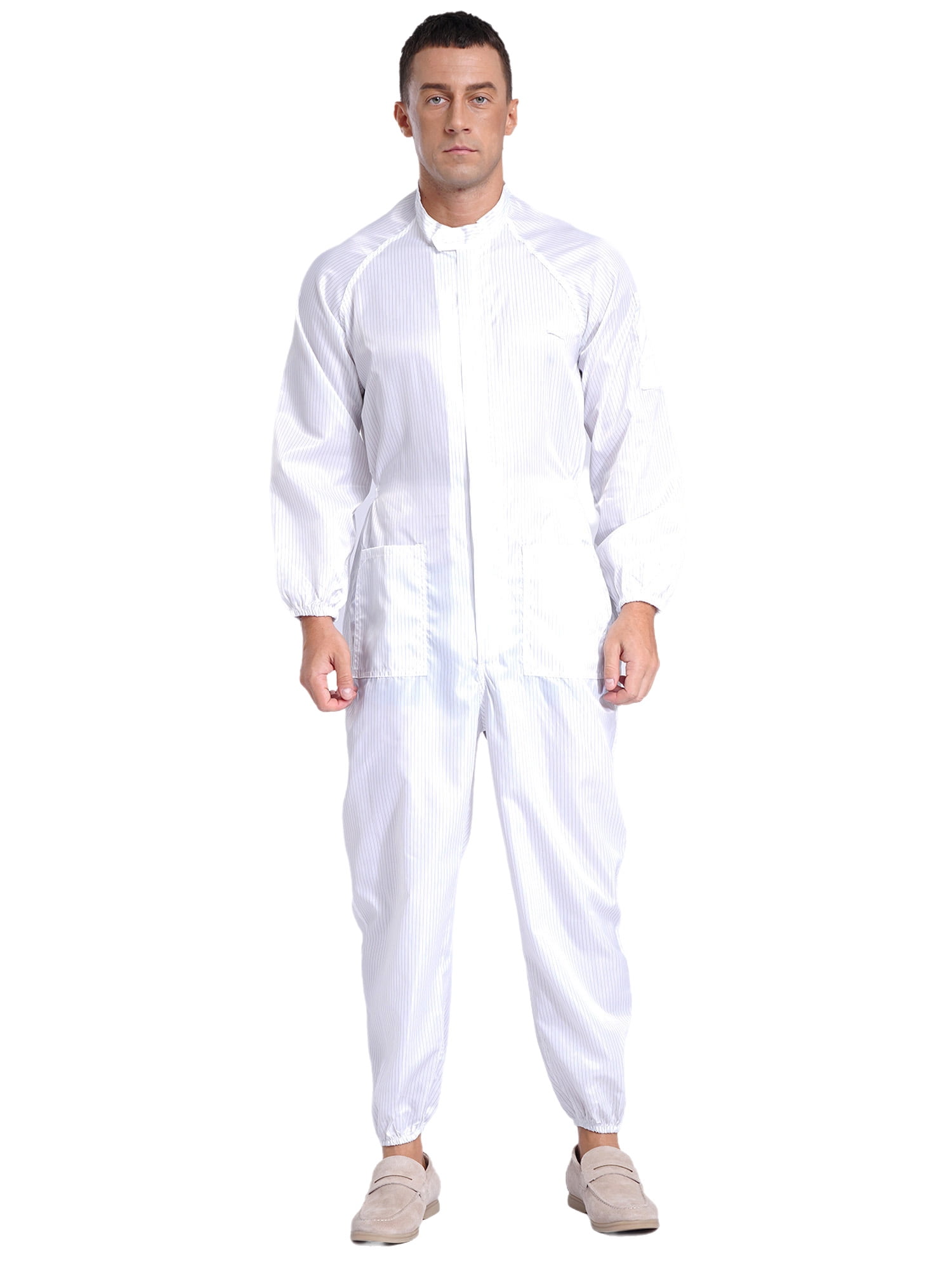 Sxiwei Men's Protective Coverall with Elastic Cuffs Front Zip Long ...