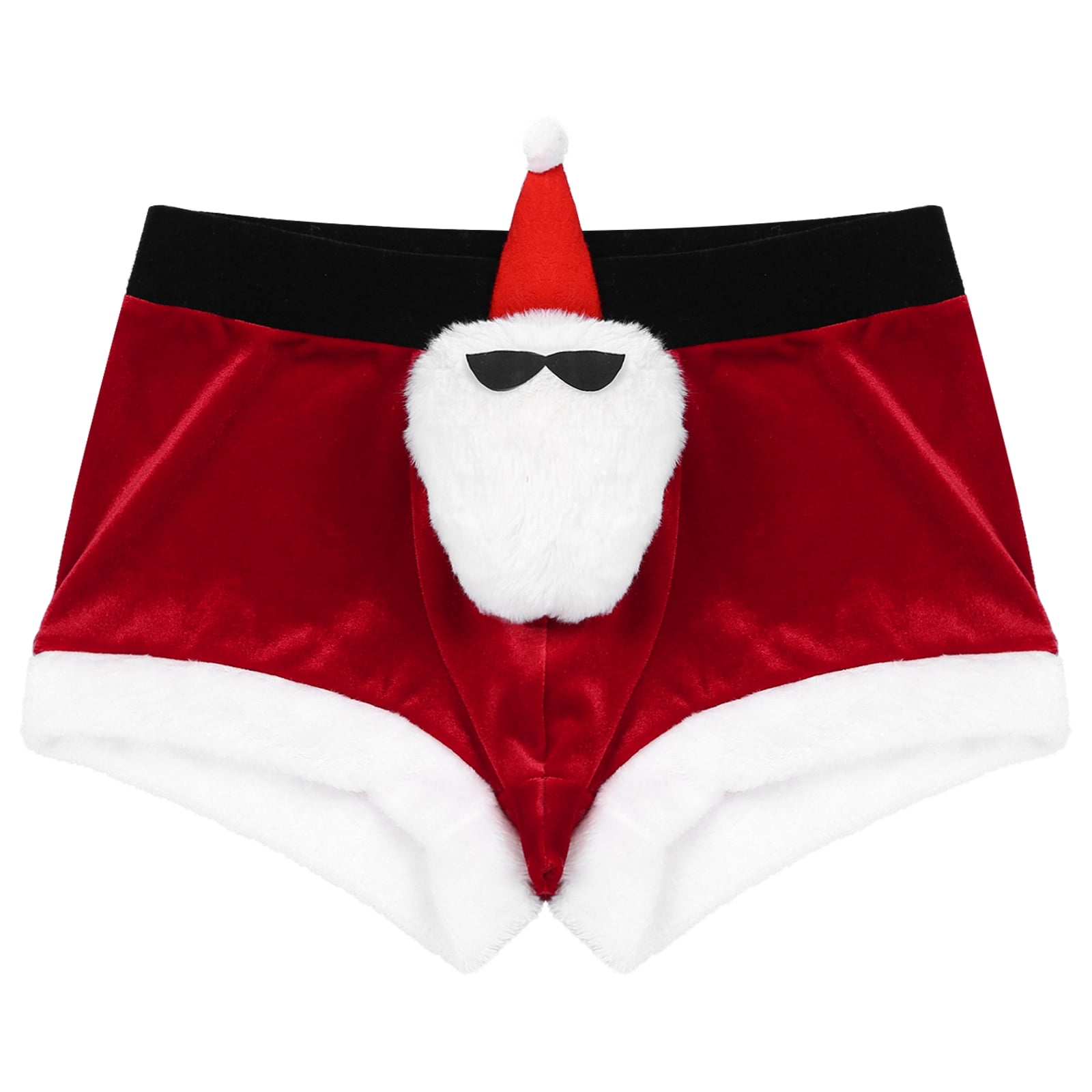 Sxiwei Men's Velvet Boxer Briefs Christmas Holiday Santa Boxer Shorts ...
