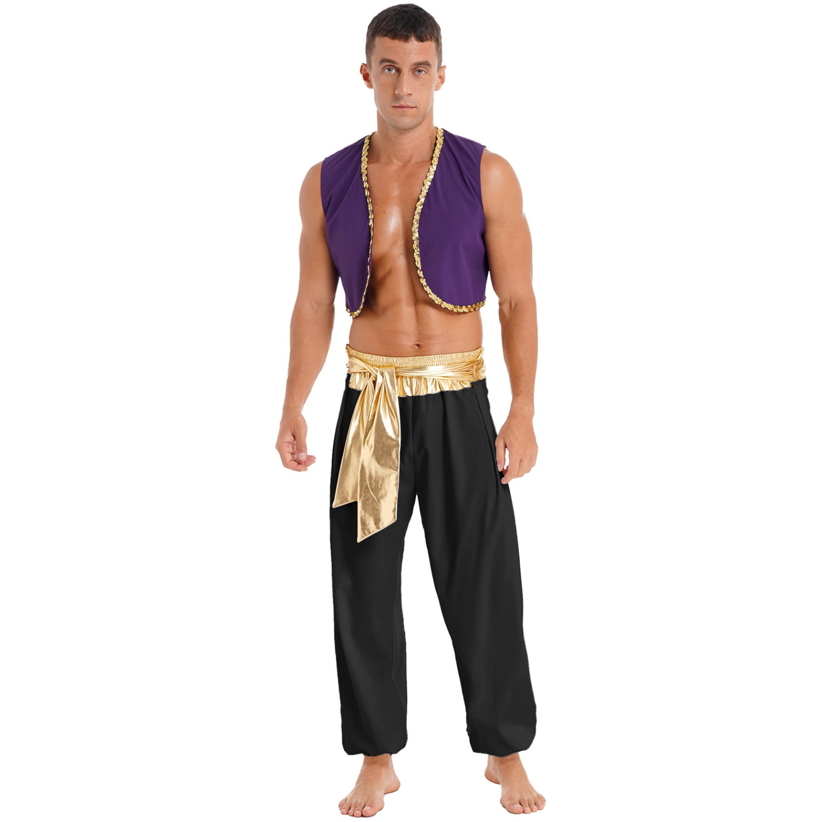 Sxiwei Mens Arabian Prince Costume 2 Piece Fairy Tale Street Rat Suits ...