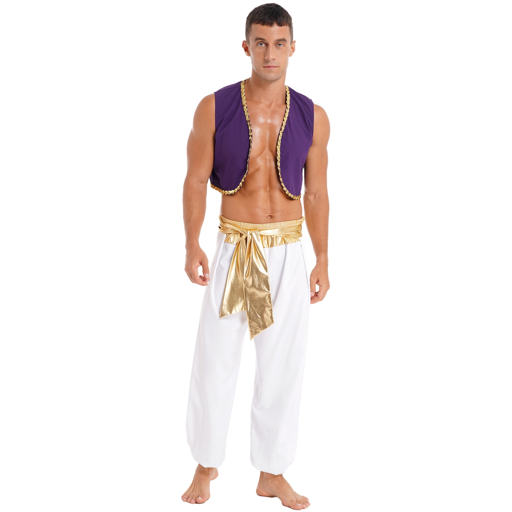 Sxiwei Mens Arabian Prince Costume 2 Piece Fairy Tale Street Rat Suits ...