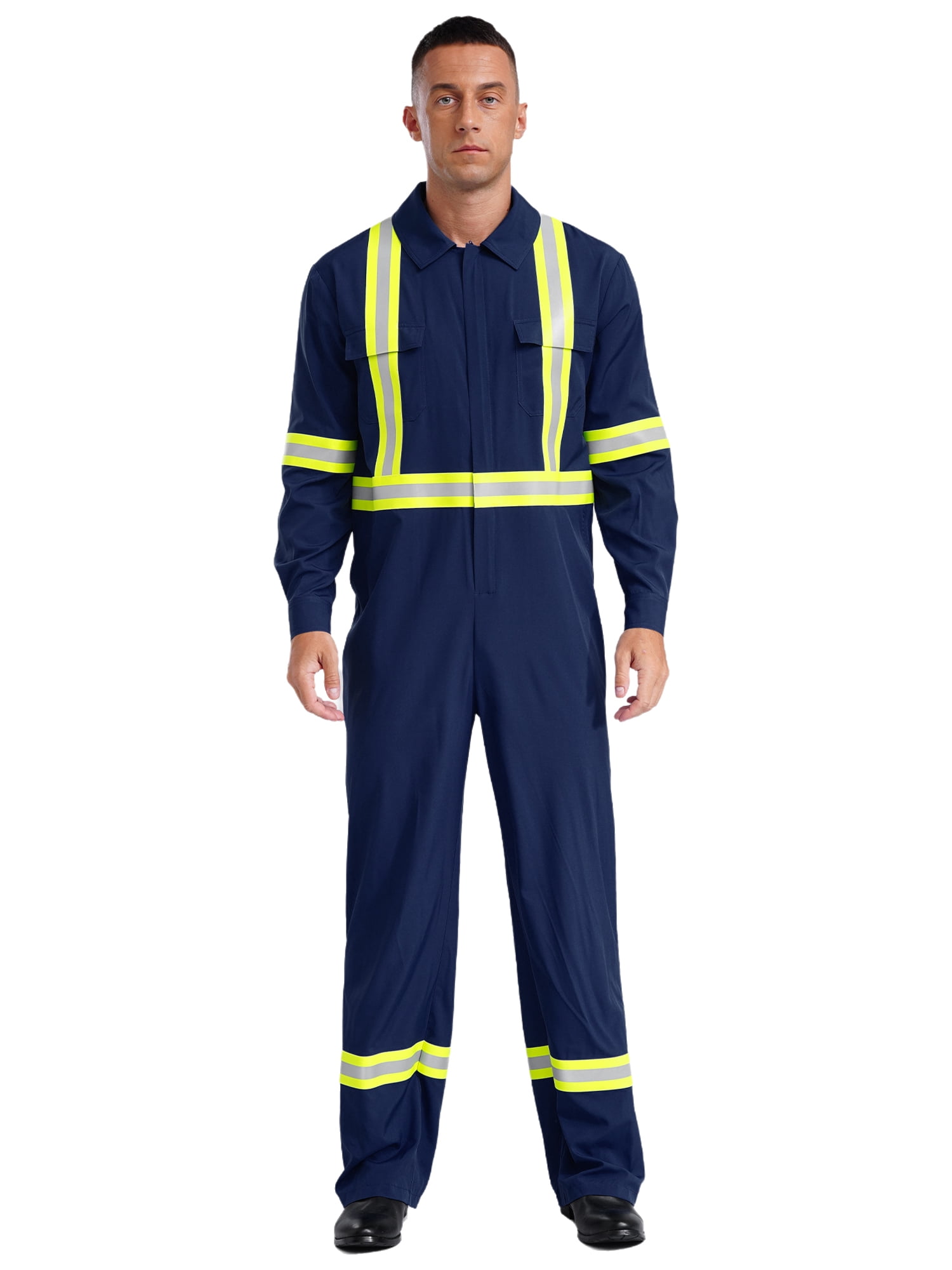 Sxiwei Mens High Visibility Coverall Long Sleeve Zip Up Mechanic ...