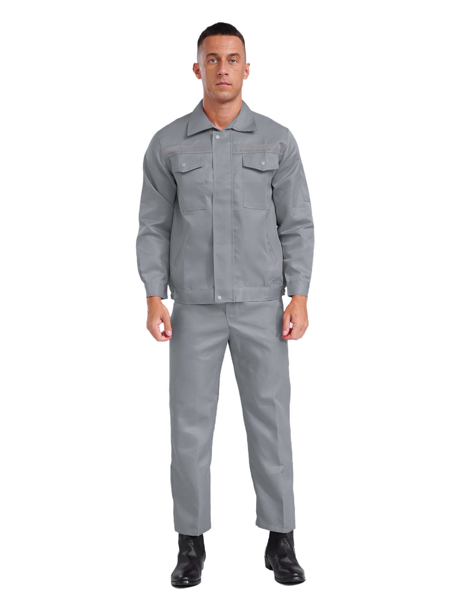 Sxiwei Mens Long Sleeve Work Coat Shirts with Long Pants Workshop Auto ...