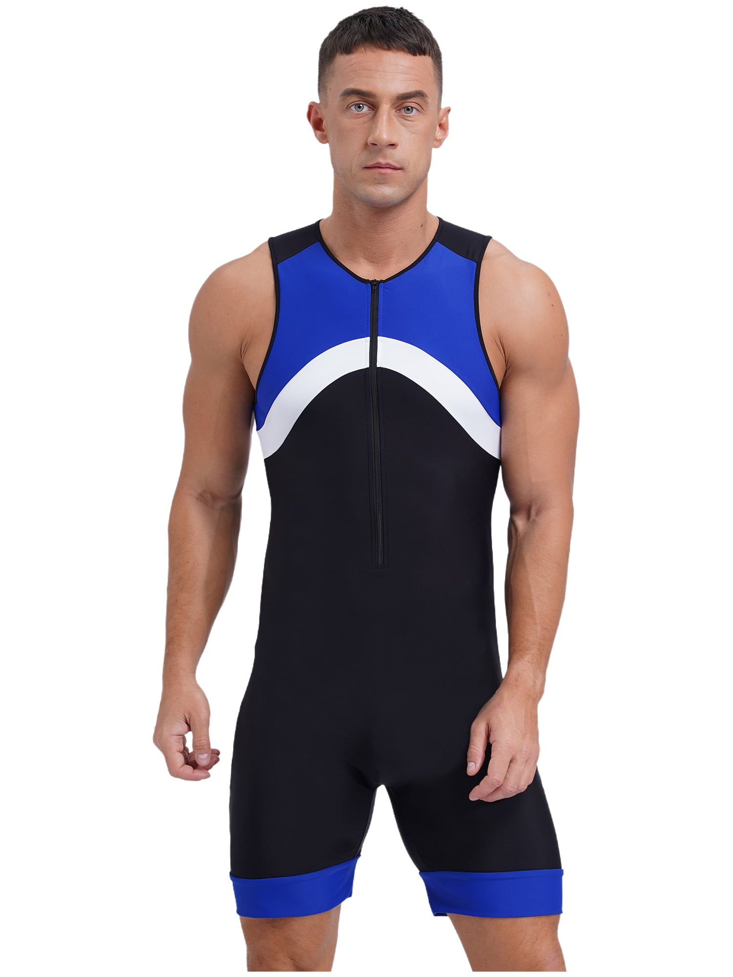 Sxiwei Mens One Piece Swimsuit Shorty Wetsuit Bathing Suit Athletic ...