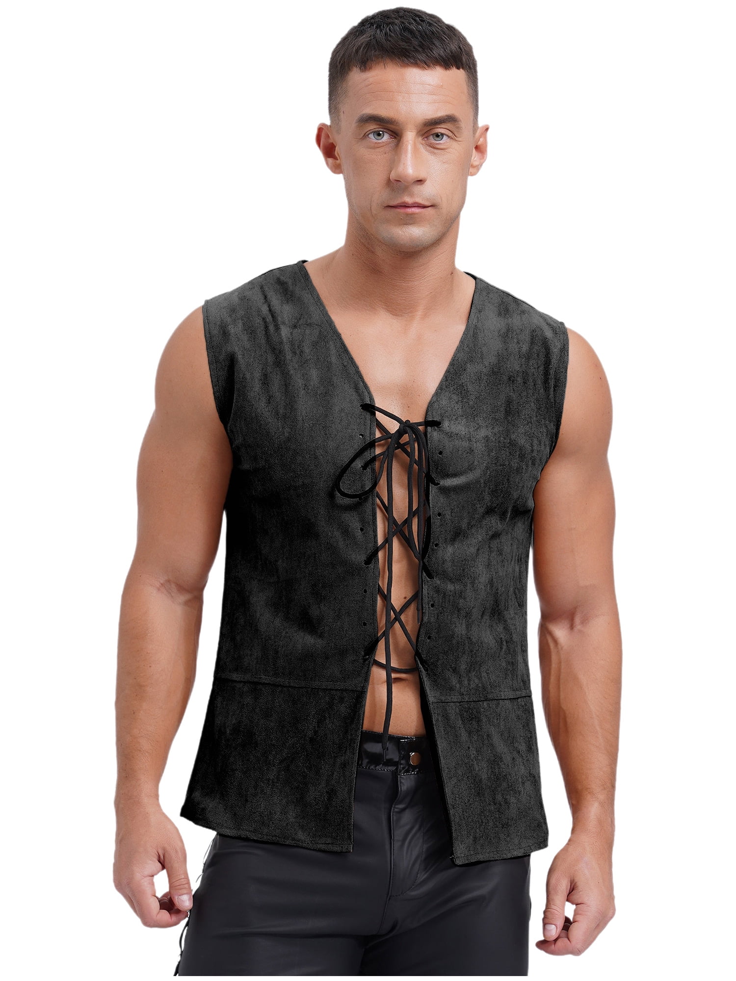 Sxiwei Mens Renaissance Steampunk Lace-up Vest Gothic Waistcoat ...