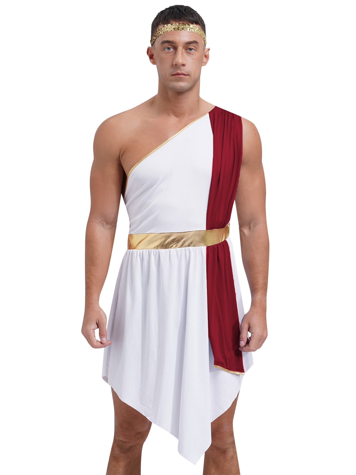 Sxiwei Mens Roman Greek Cosplay Costume Halloween Party Sleeveless Toga ...