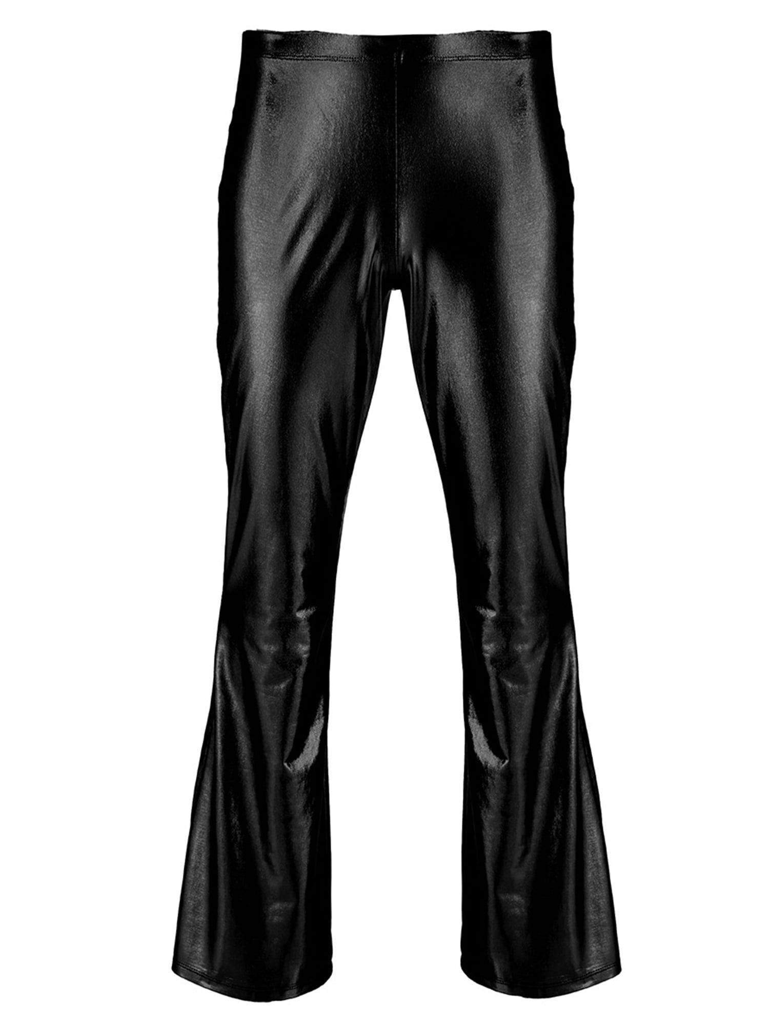 Sxiwei Mens Shiny Metallic 70's Disco Dude Costume Pants Flared Bell ...