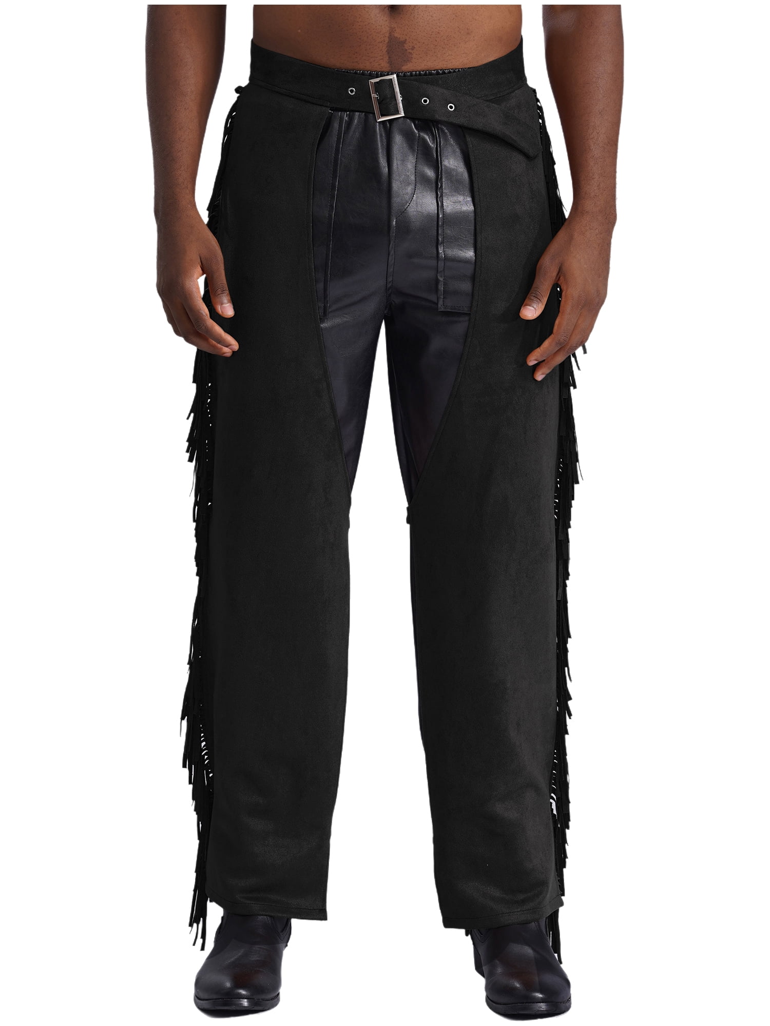 Sxiwei Mens Suede Fringe Cowboy Chap Tassels Cowboy Western Pants ...