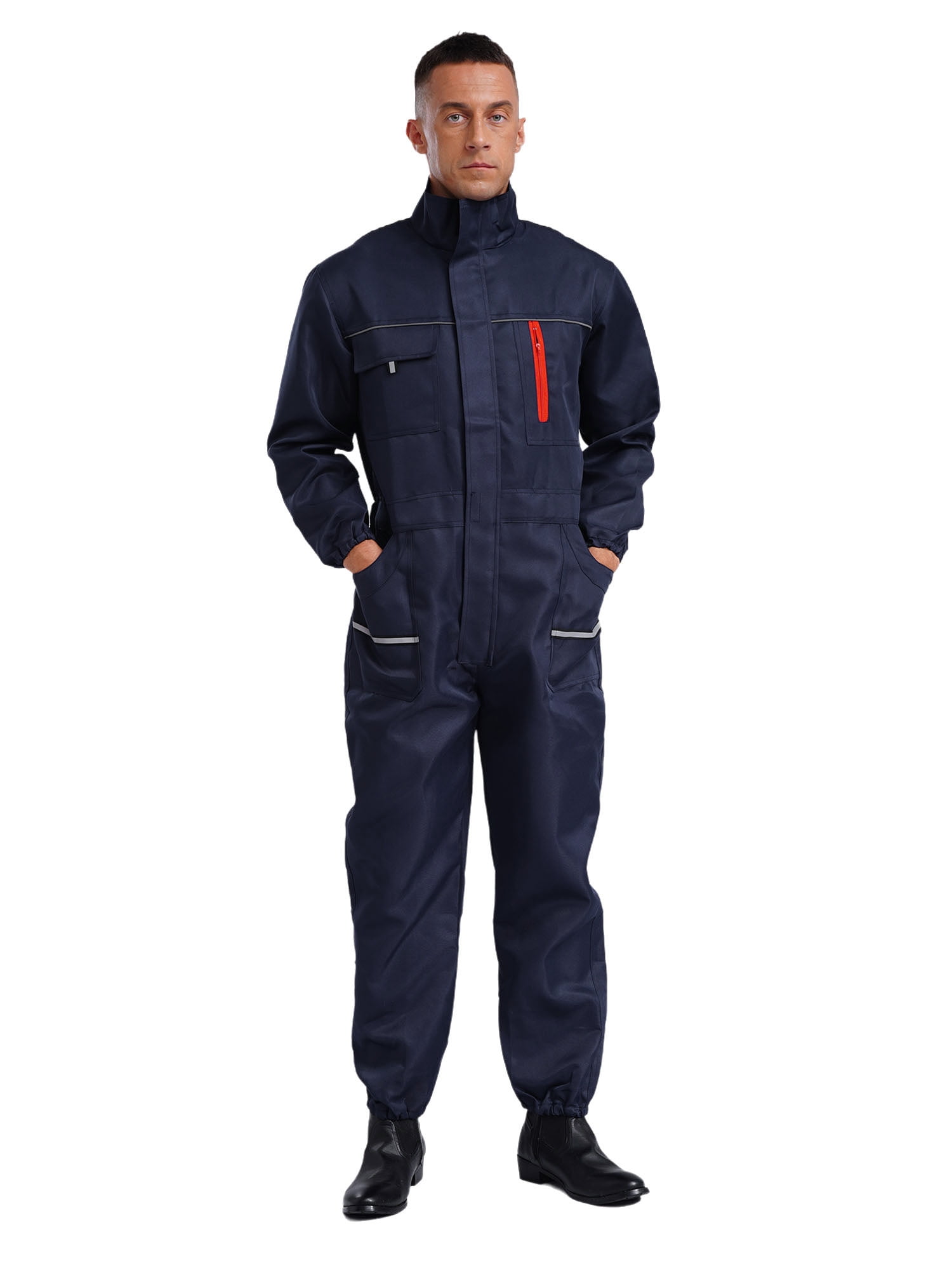 Sxiwei Overalls for Men Work Jumpsuits Long Sleeves Front Zipper Safety ...