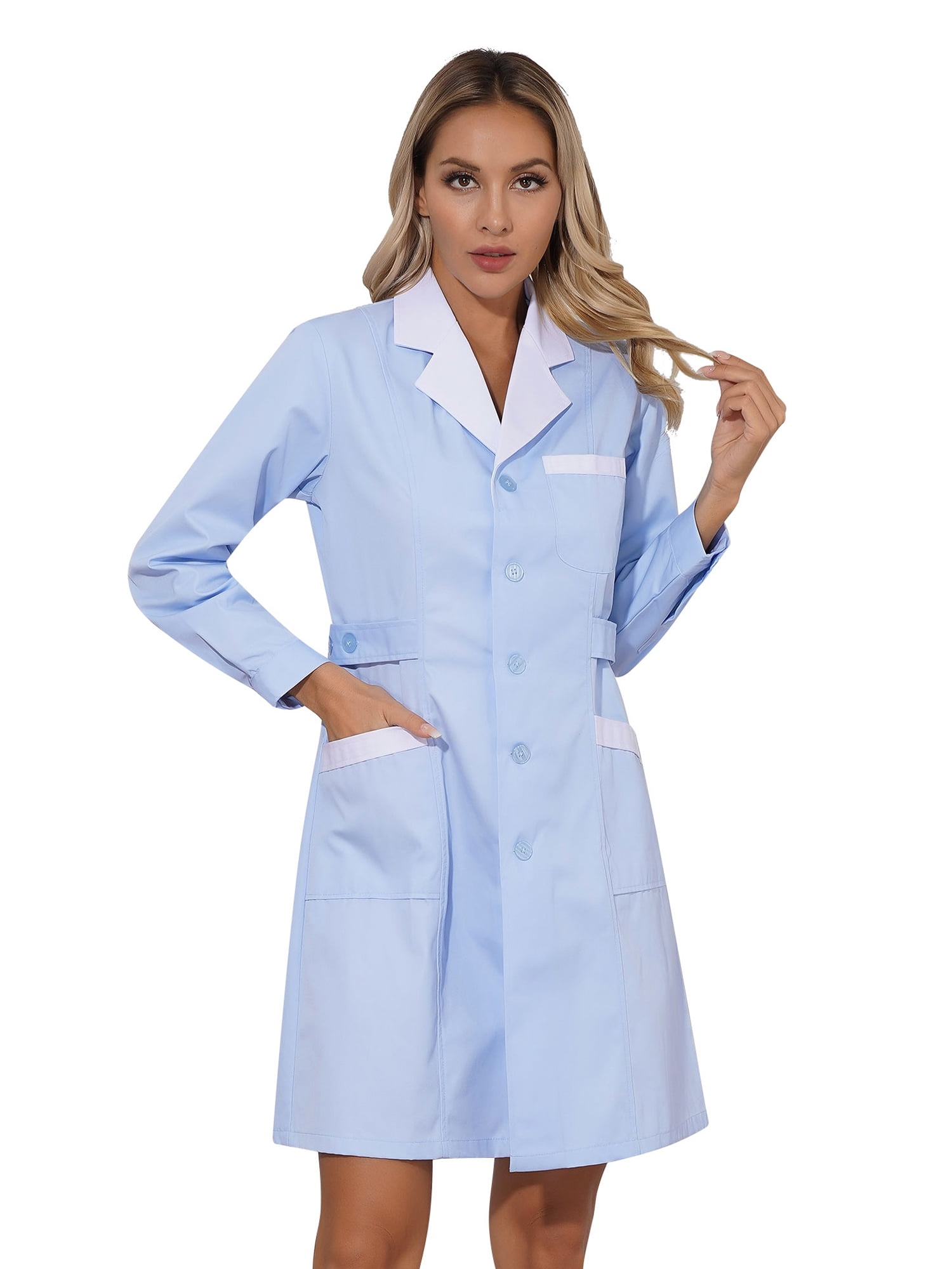 Sxiwei Professional Lab Coat for Women Full Sleeve Medical Coat Notch ...
