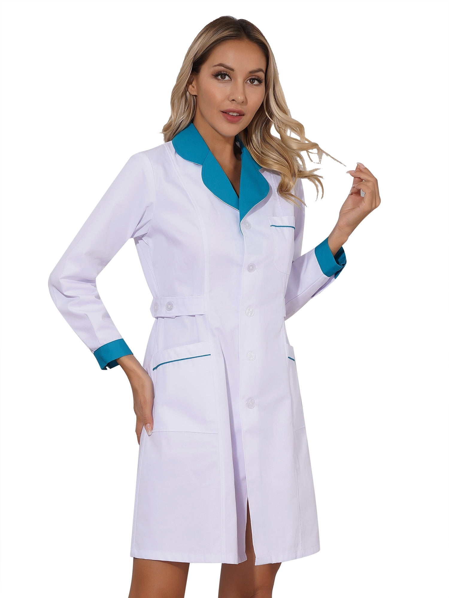 Sxiwei Professional Lab Coat for Women Full Sleeve Medical Coat Notch ...