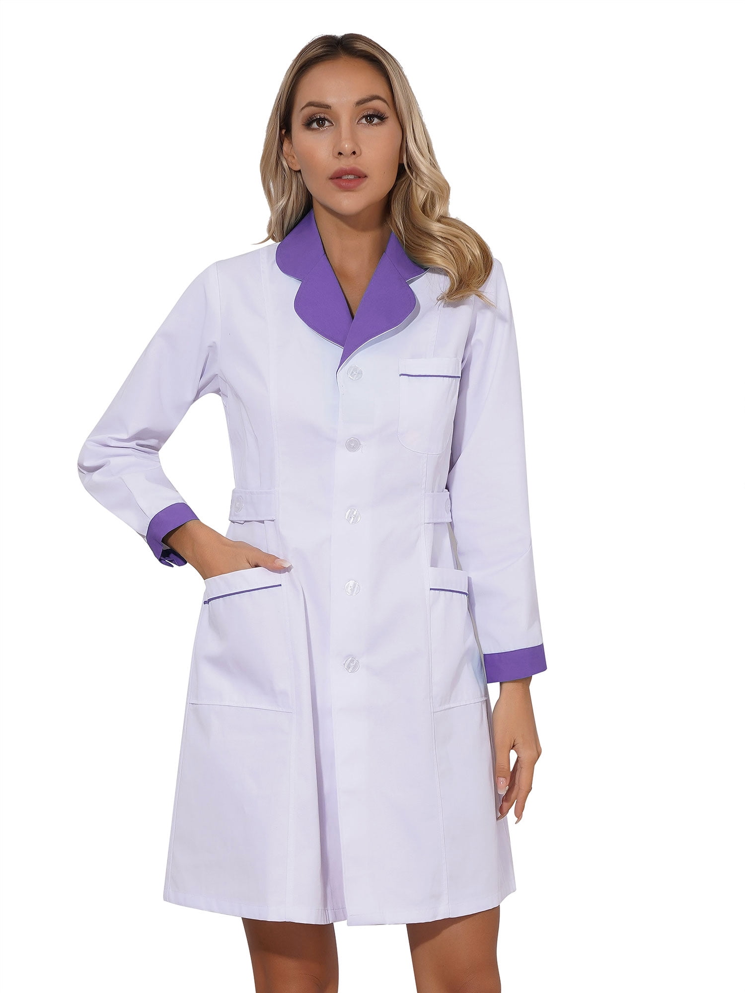 Sxiwei Professional Lab Coat for Women Full Sleeve Medical Coat Notch ...