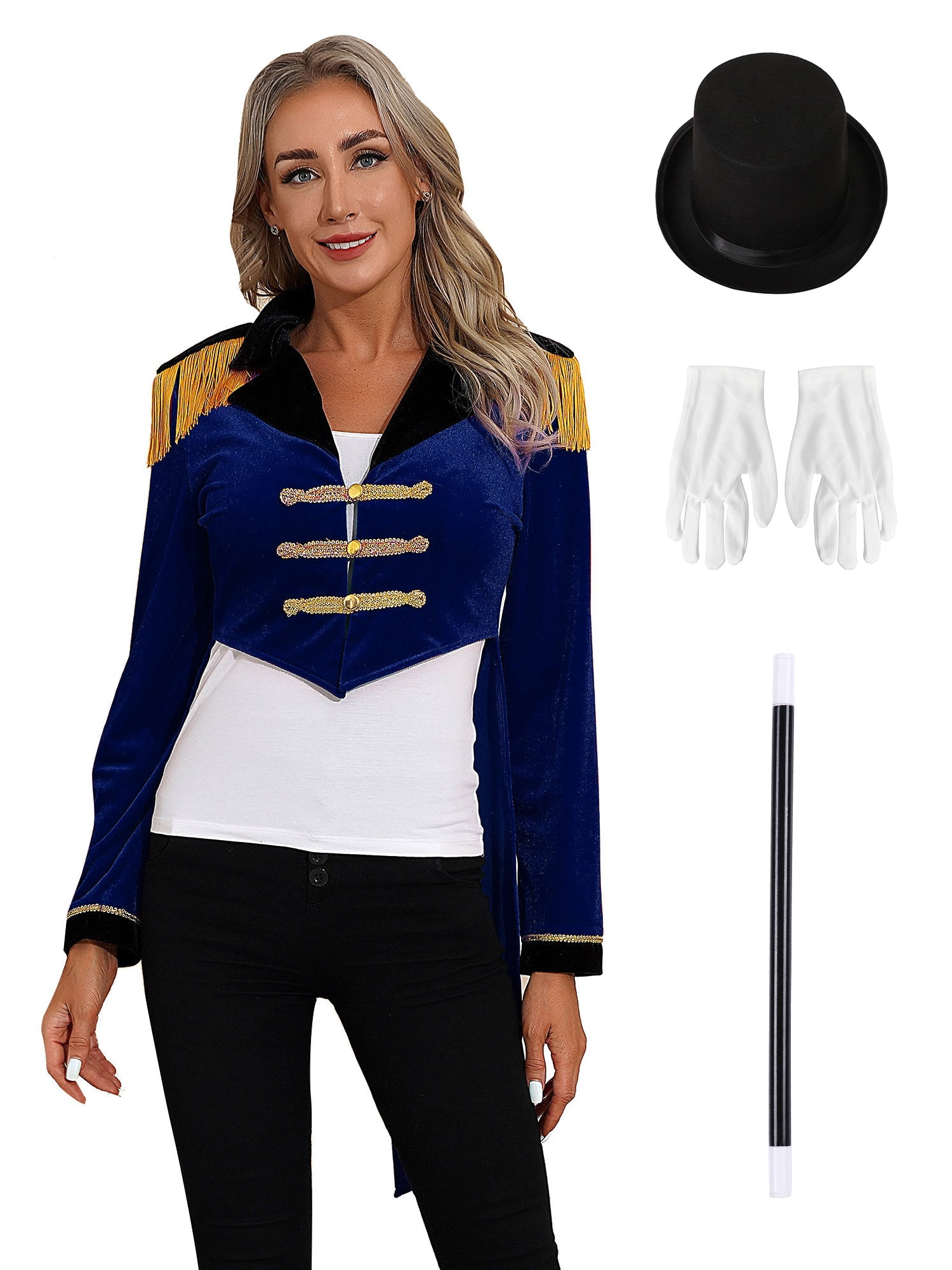 Sxiwei Women Circus Ringmaster Costume Magician Costume Velvet Tailcoat ...