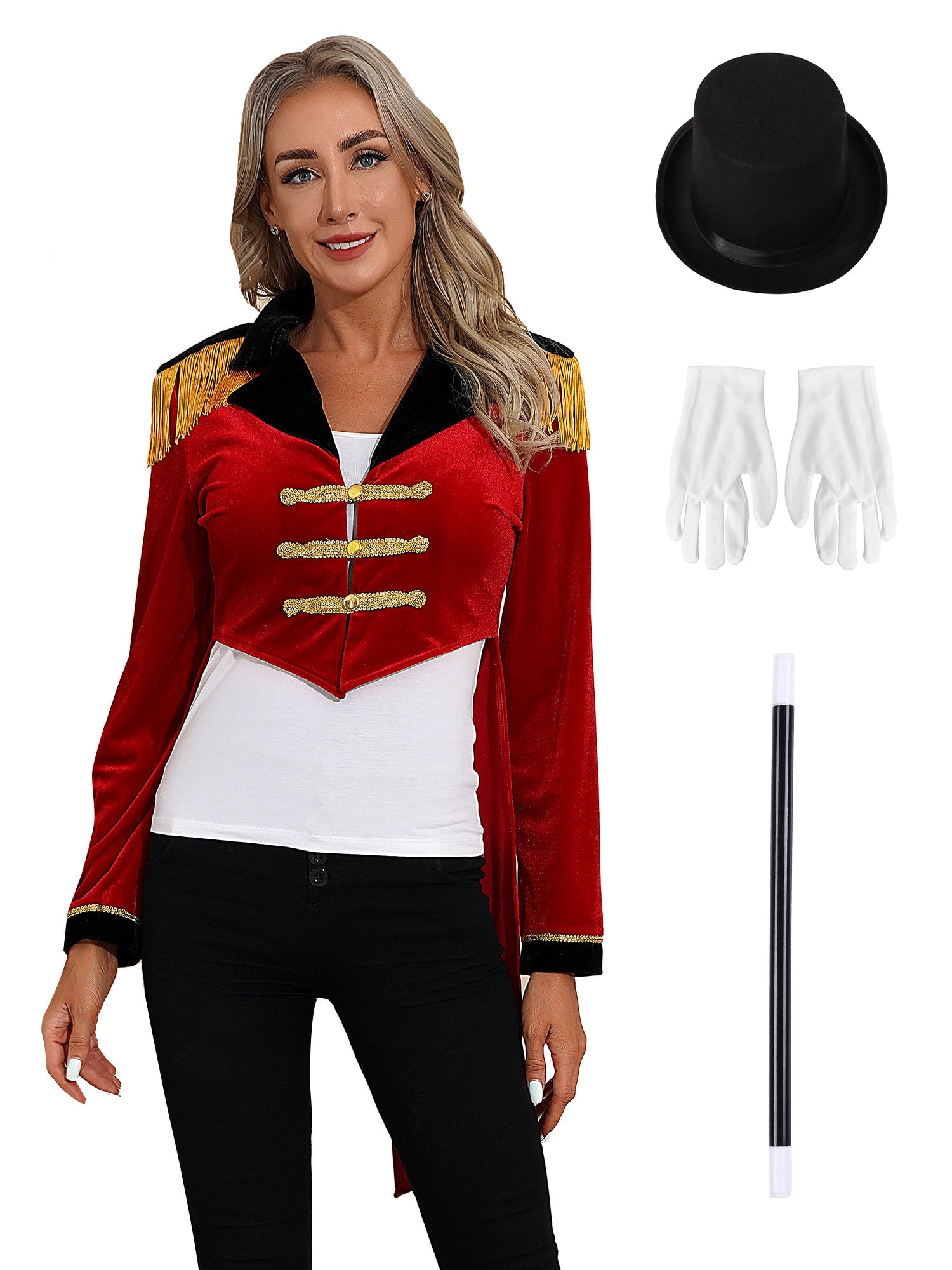 Sxiwei Women Circus Ringmaster Costume Magician Costume Velvet Tailcoat ...