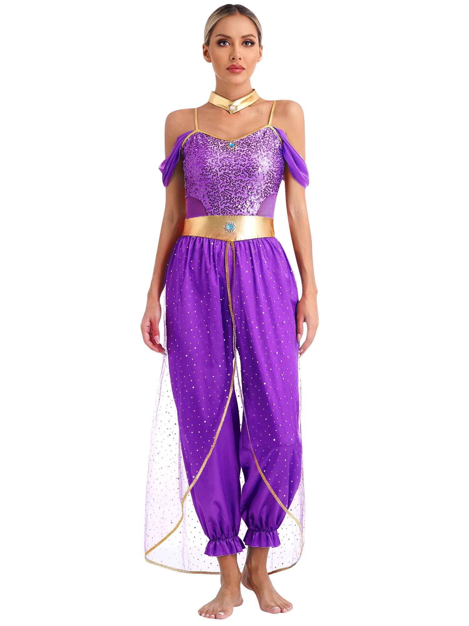 Sxiwei Women's Arabian Princess Costume One Piece Harem Pants Jumpsuits ...