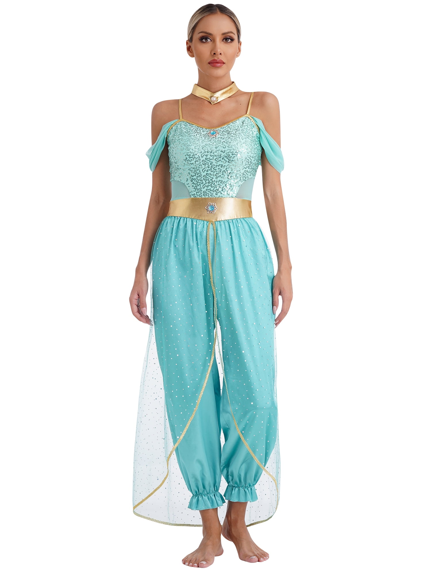 Sxiwei Women's Arabian Princess Costume One Piece Harem Pants Jumpsuits ...