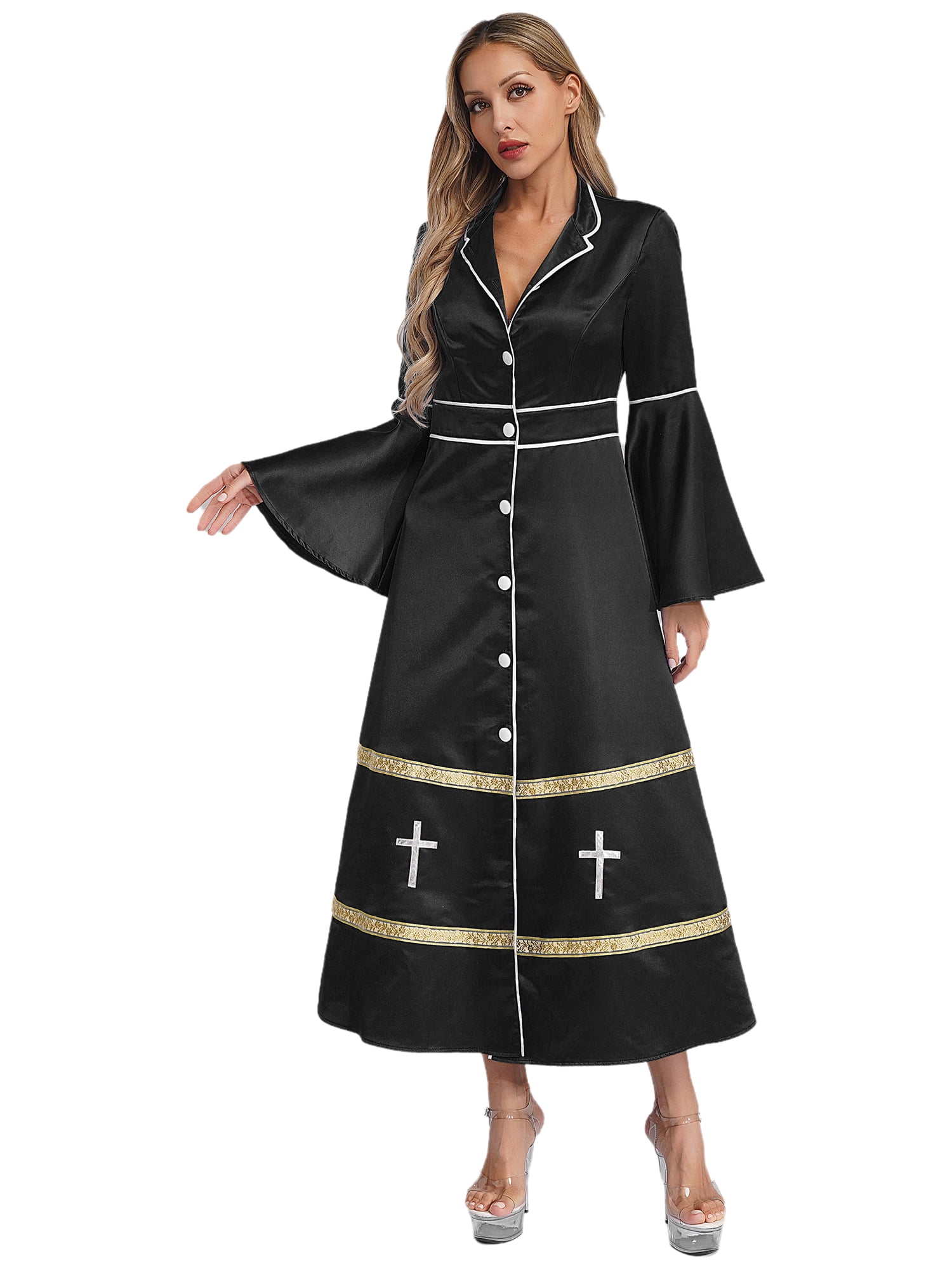 Sxiwei Women's Clergy Robe Church Cassock Cosplay Costume Choir Maxi ...