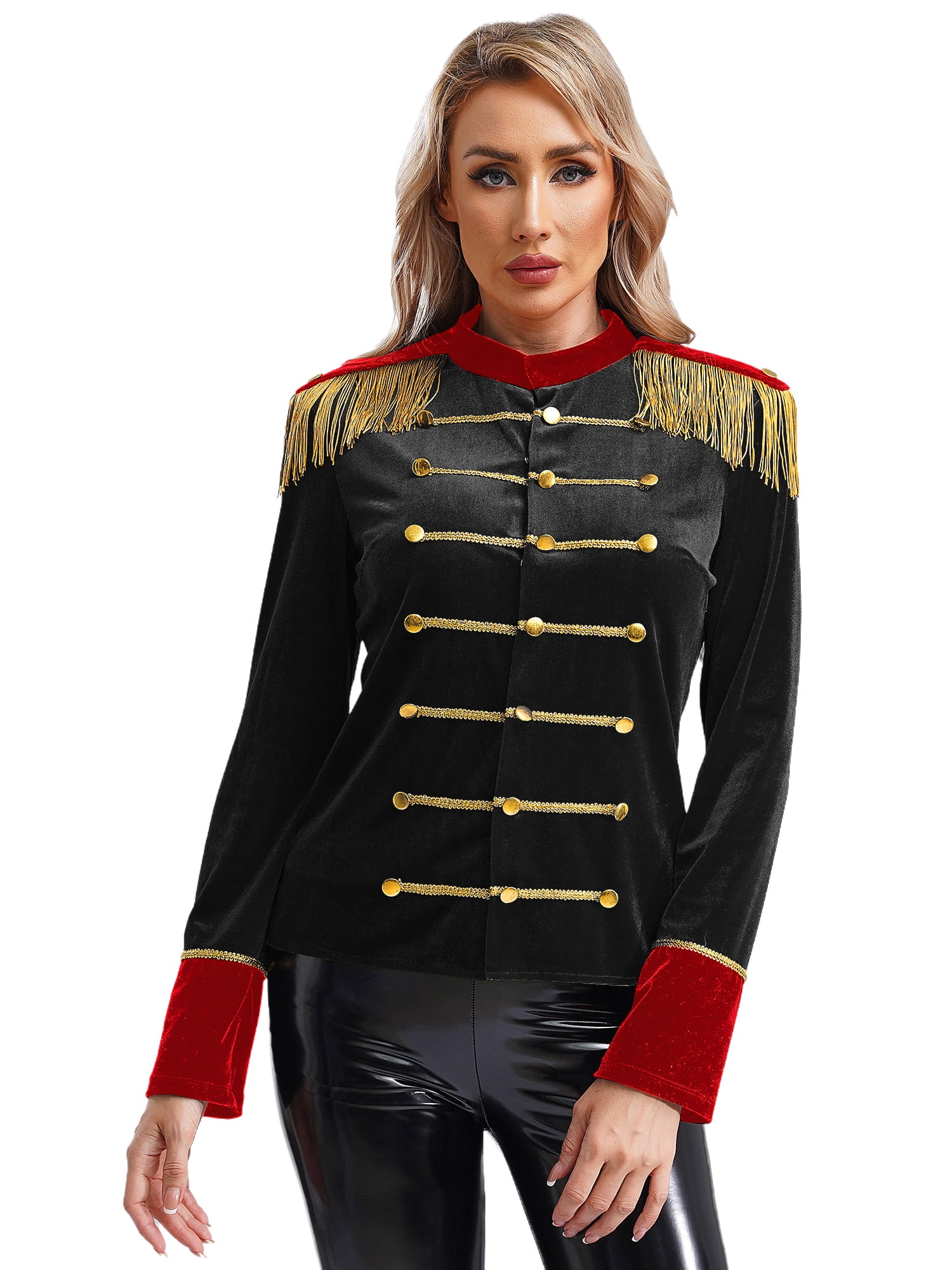 Sxiwei Women's Ringmaster Costume Velvet Showman Cosplay Tassel ...