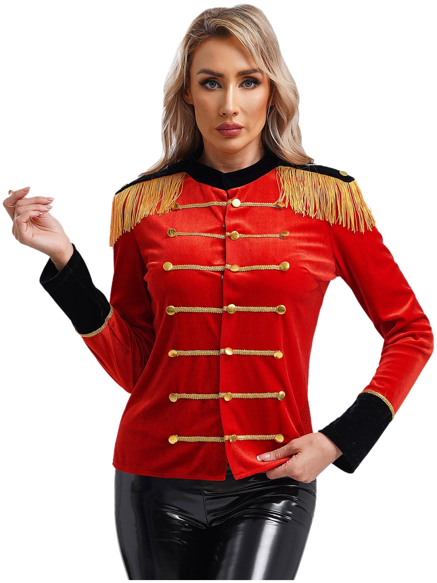 Sxiwei Women's Ringmaster Costume Velvet Showman Cosplay Tassel ...