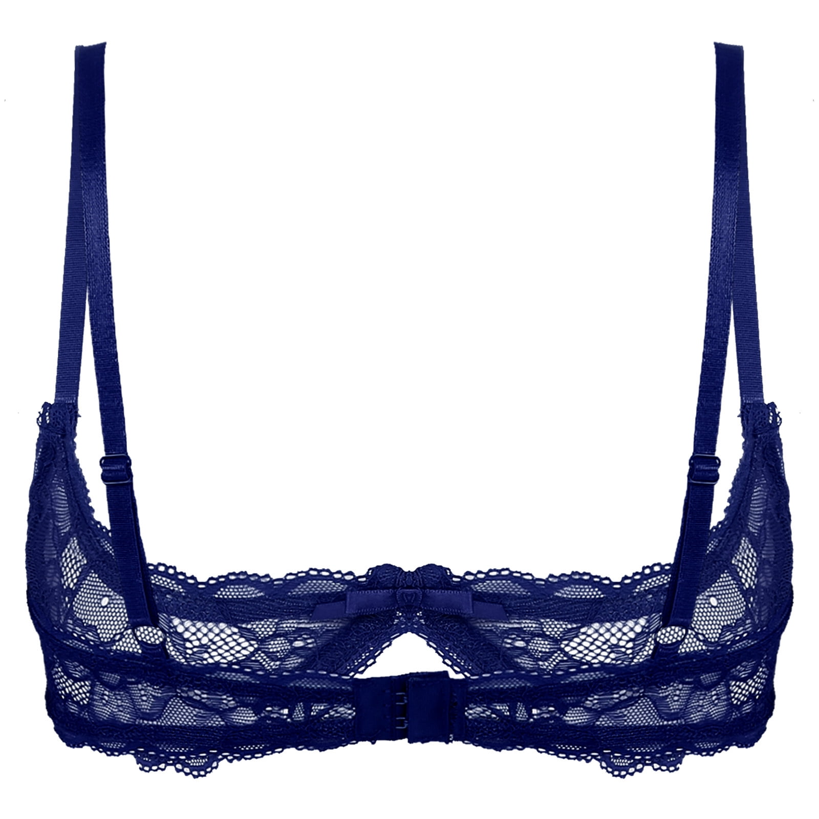 Sxiwei Women's 1/4 Cups Lace Bra Mesh Underwire See Through Lingerie ...