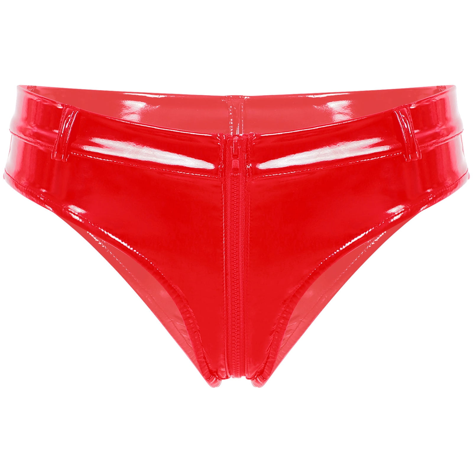 Sxiwei Women's Shiny Latex Liquid Wet Look Patent Leather Zipper Crotch ...