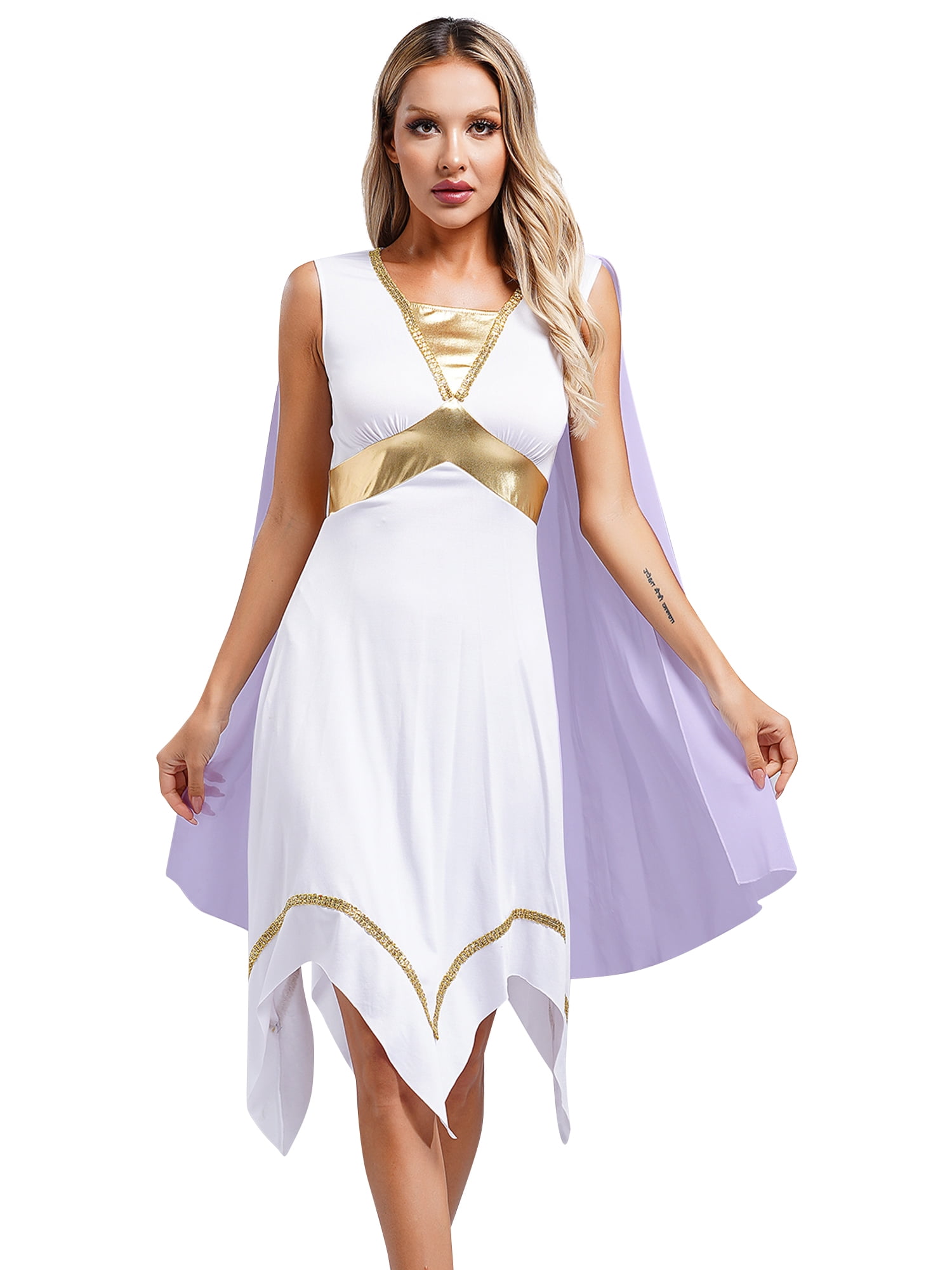 Sxiwei Womens Ancient Greek Cosplay Costume Toga Dress Chiffon Long ...
