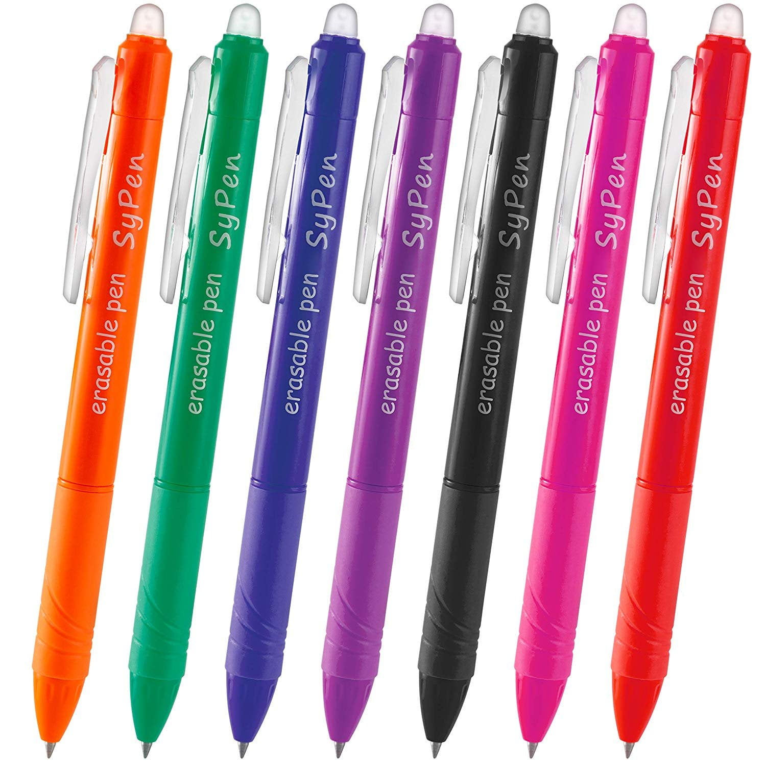SyPens Erasable Pens 7 Pack - Fine Point Retractable Click Pen with ...
