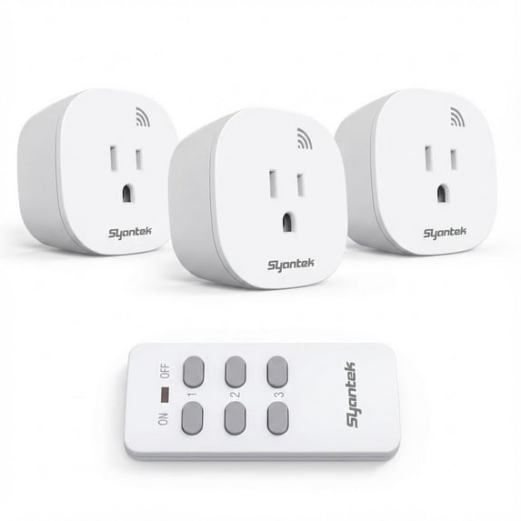 Syantek Wireless Remote Control Outlet, 3 Outlets + 1 Remote, 100 ft ...