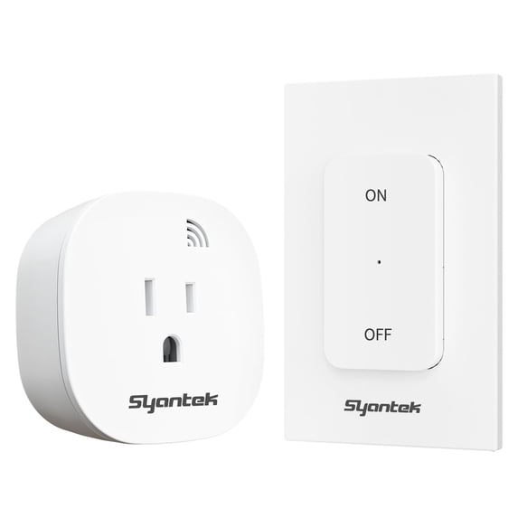 Syantek Wireless Remote Control Outlet, 15A/1875W Wall Mounted Remote ...