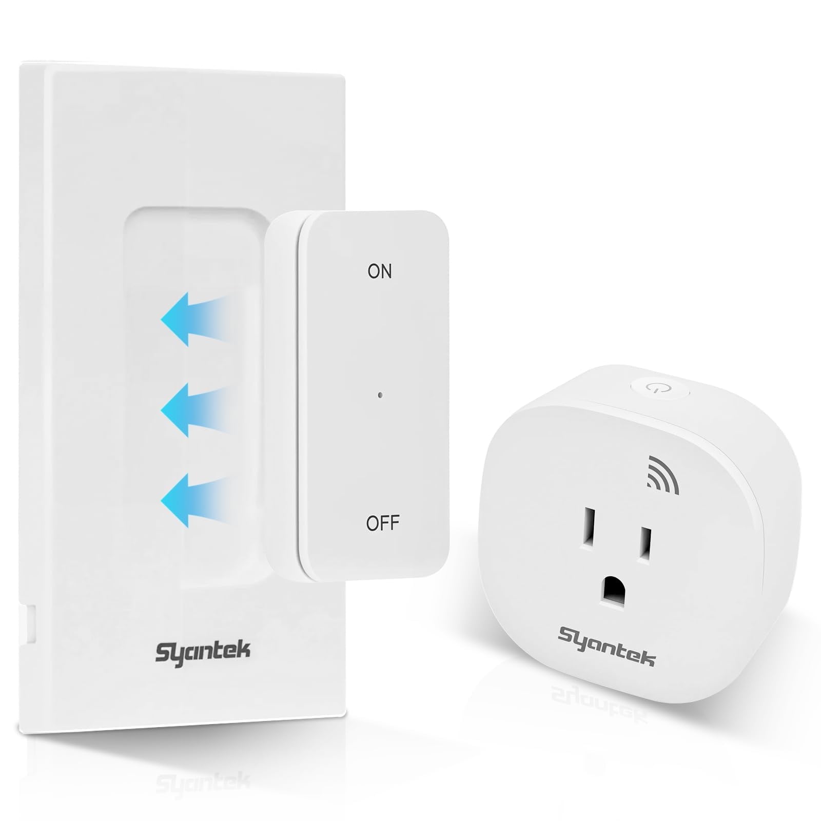 Syantek Wireless Remote Control Outlet, 15A/1875W Wall Mounted Remote ...
