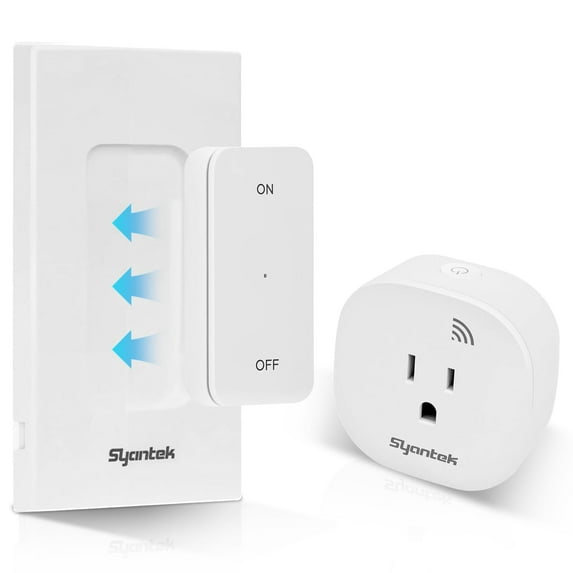 Syantek Wireless Remote Control Outlet, 15A/1875W Wall Mounted Remote ...