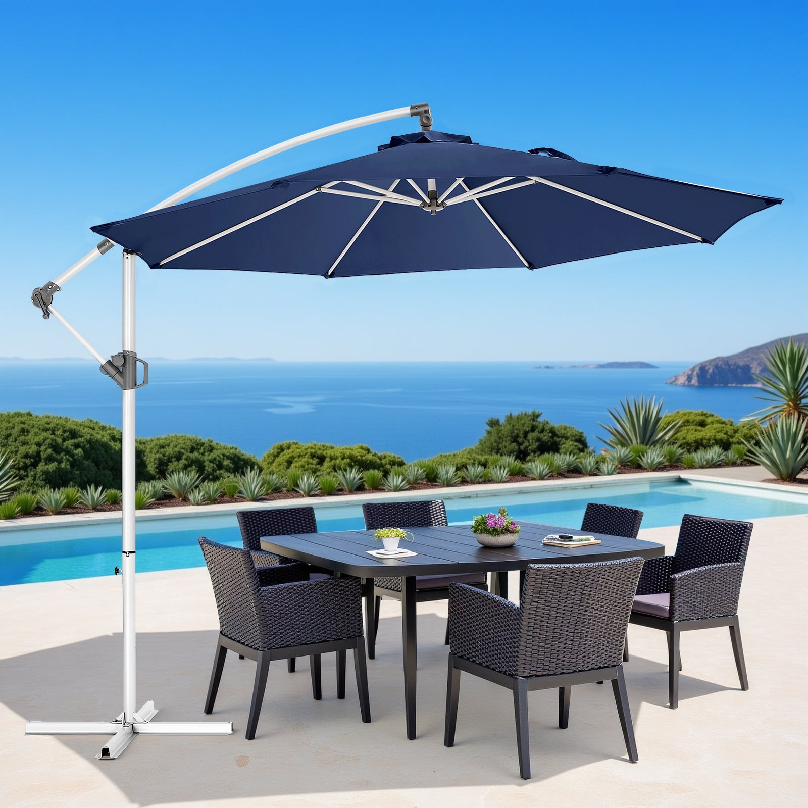 Sybels 10ft Offset Hanging Patio Umbrella, Cantilever Design with Tilt ...
