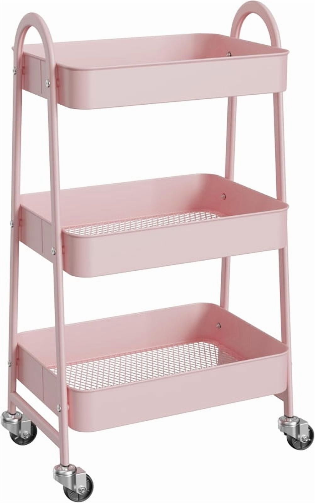 Sybels 3-Tier Rolling Cart with Locking Wheels, Heavy Duty Metal ...