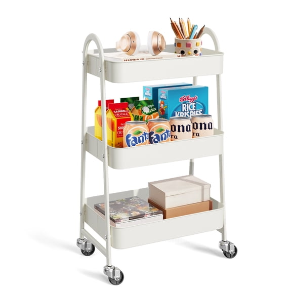 Sybels 3-Tier Rolling Cart with Locking Wheels, Heavy Duty Metal ...