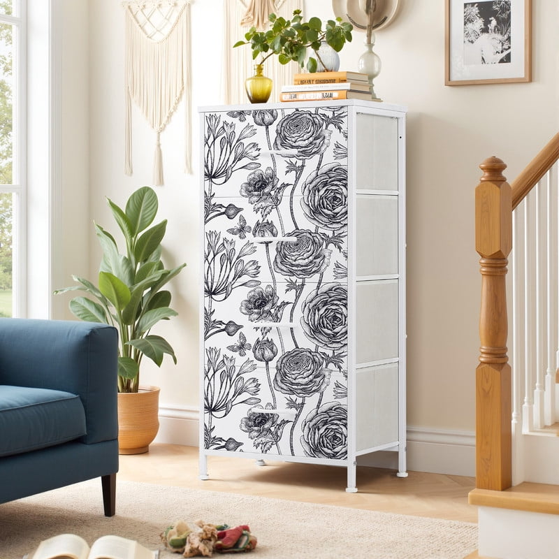 Sybels Custom Printed 4 Drawer Fabric Dresser, Storage Tower with Steel ...