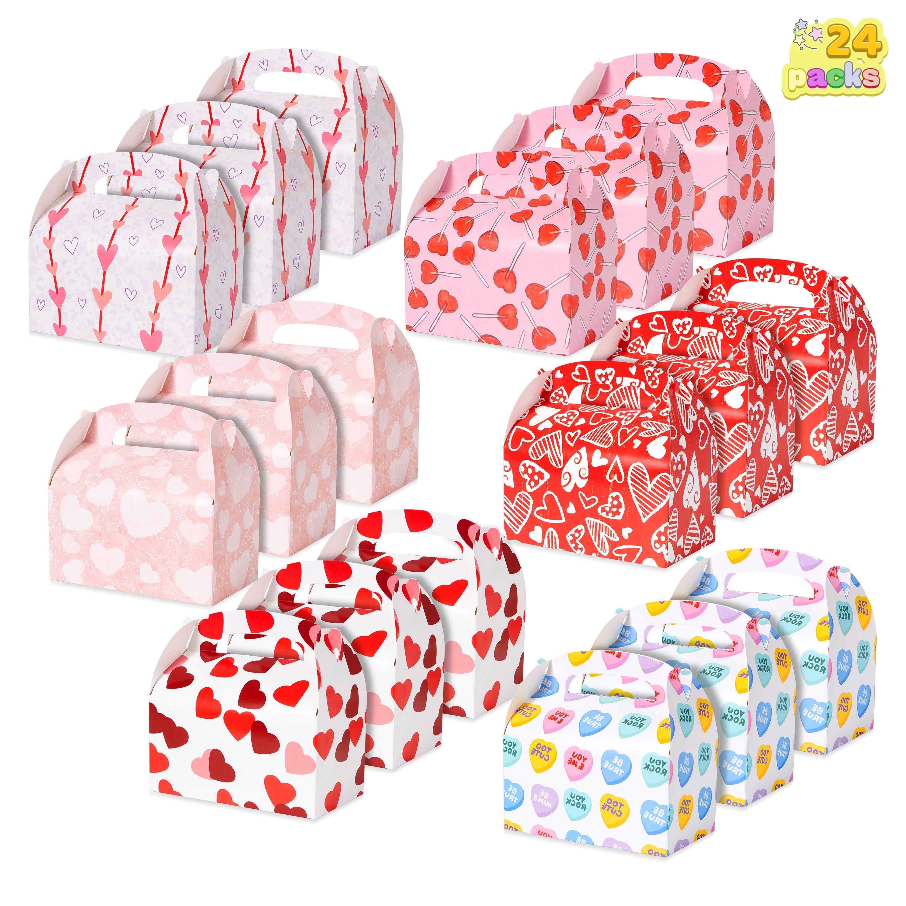 Sycfun 24-Pack Valentine's Day Bakery & Cookie Boxes with Heart Goody ...