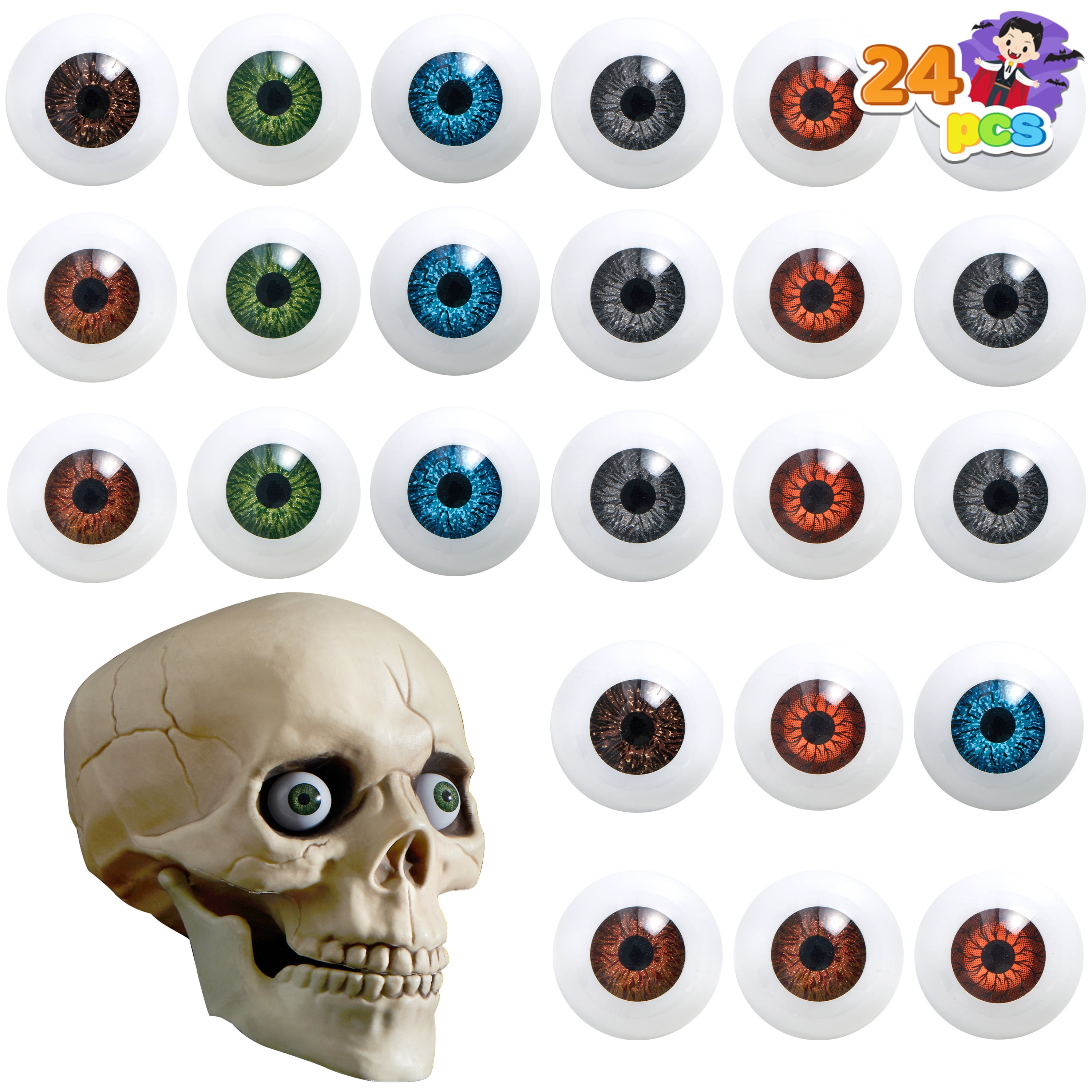 Sycnfun 24 Pcs Halloween Eyeballs Plastic Fake Realistic Eyeballs ...