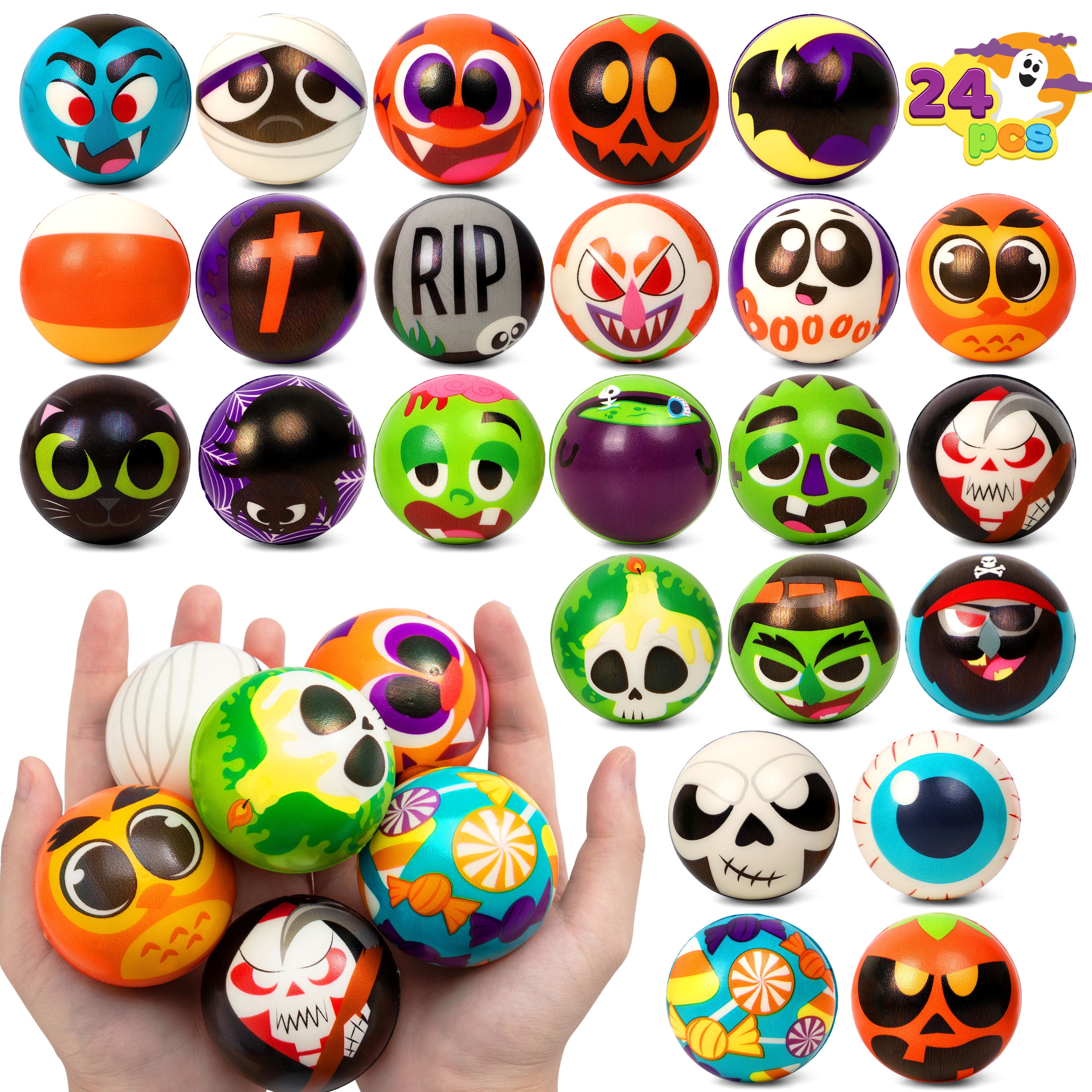 Sycnfun 24 Pcs Halloween Stress Balls for Kids,Halloween Funny Stress ...