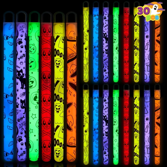Sycnfun 30 Pcs Halloween Glow Sticks Bulk Party Pack,Hanging Wands Glow ...