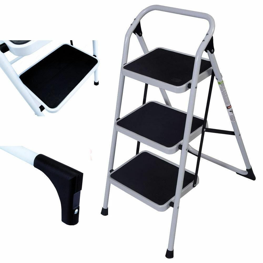 Sycol 3 Steps Ladder - Heavy-Duty Folding Step Stool with Anti-Skid ...