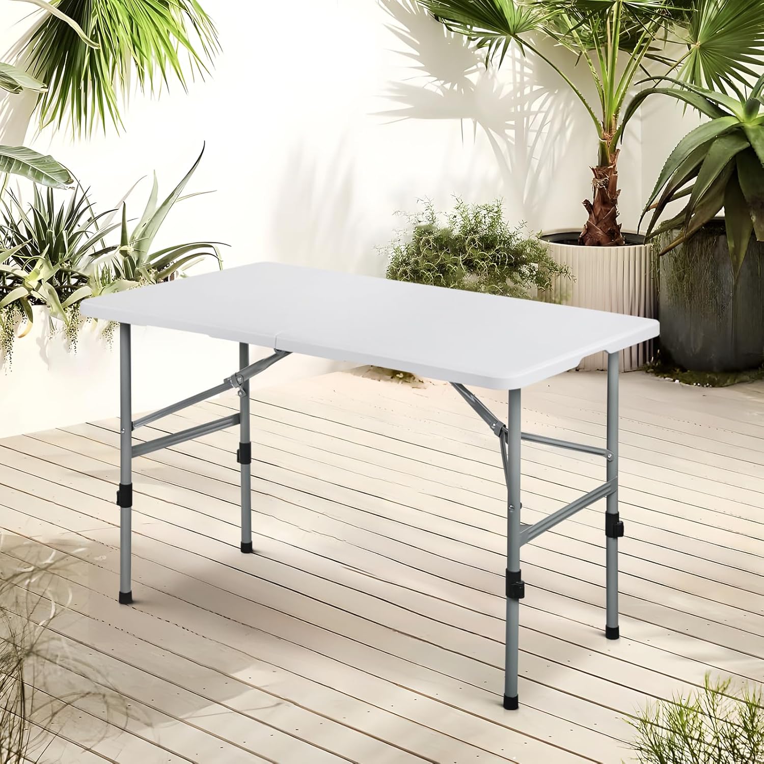 Sycol 48' Folding Table, Collapsible Camping Table, Rectangular Picnic ...