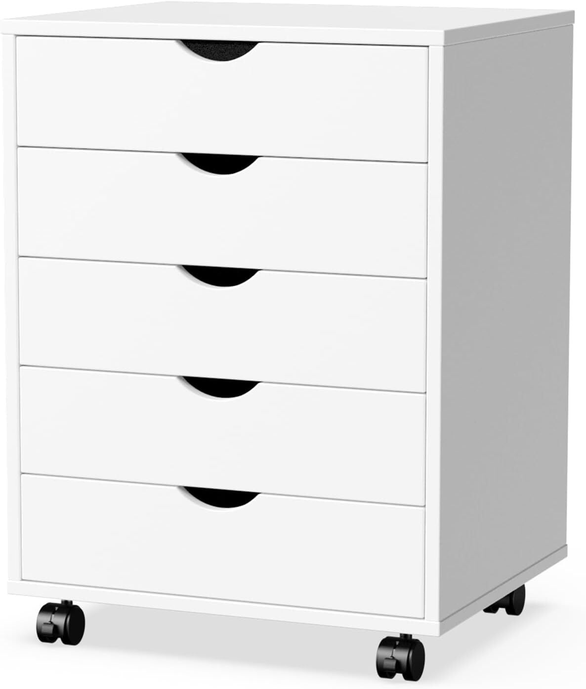 Sycol 5 Drawer File Cabinet with Wheels – Wooden Rolling Organizer ...